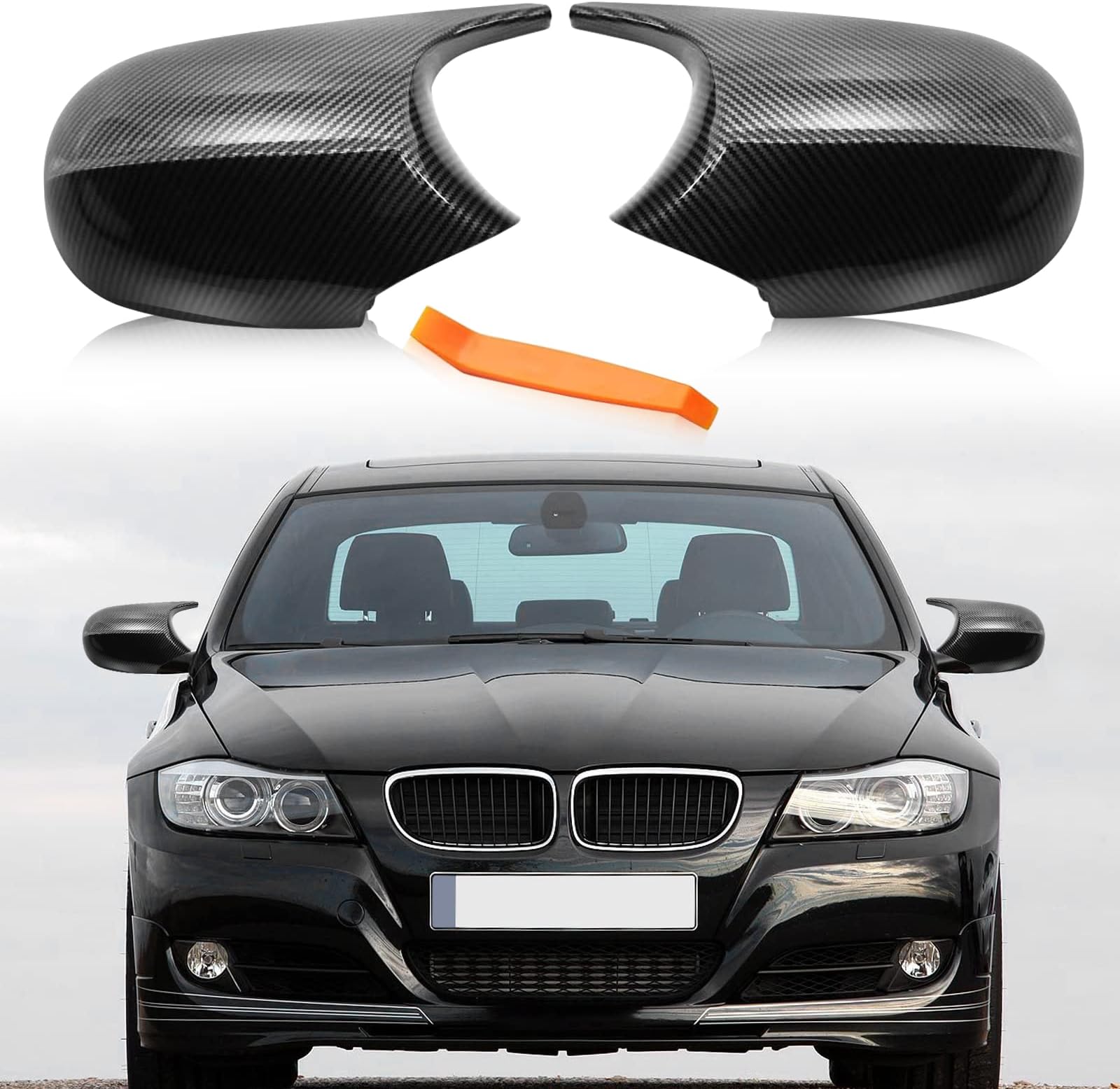 Amazon.com: Carbon Fiber Door Mirror Cover Caps Replacement for BMW 3 ...