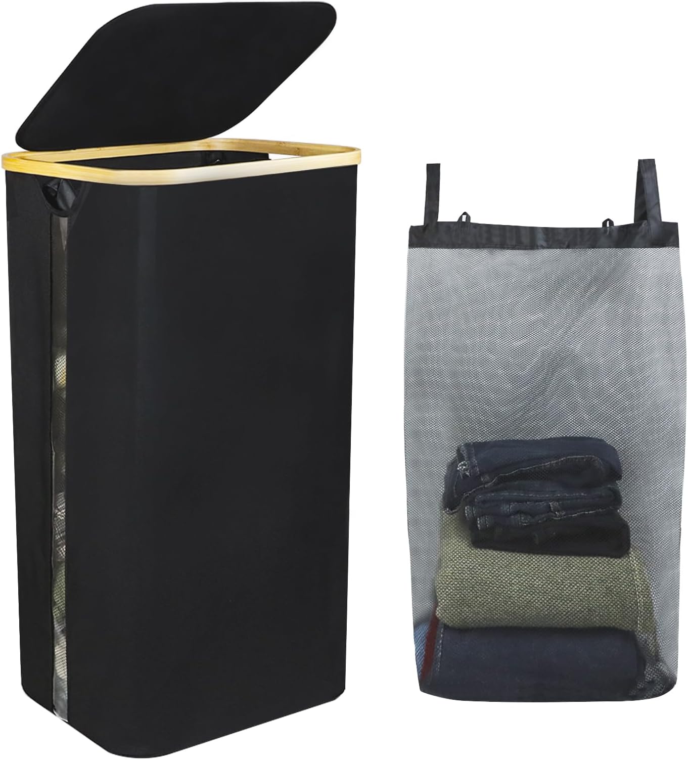 Amazon.com: Set of 3 Laundry Hampers Bamboo Round Wicker Clothes Bin ...