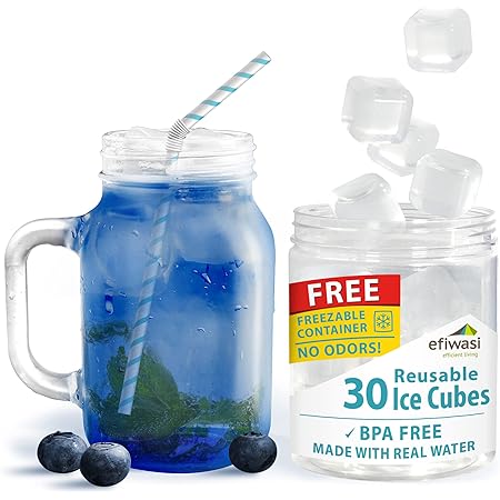 Amazon.com: 30 PCS Reusable Ice Cubes for Drinks - Refreezable Plastic ...