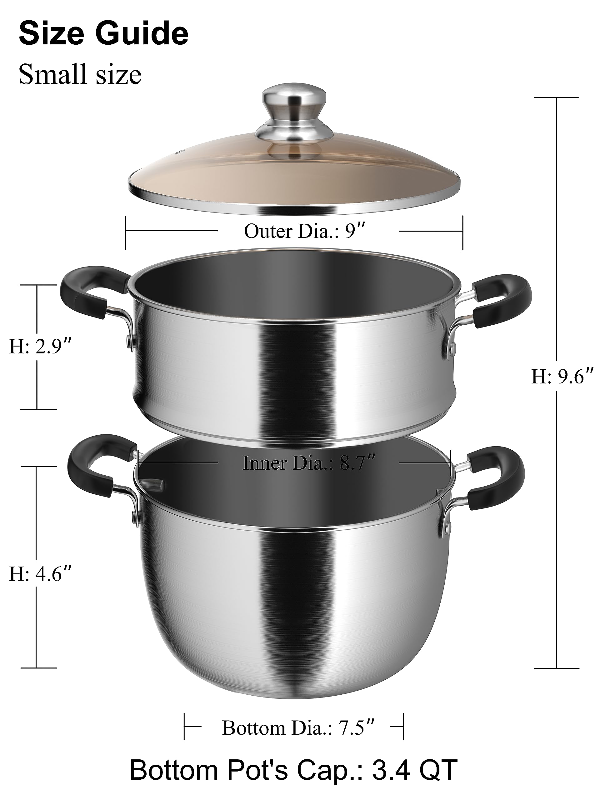 Snapklik.com : VENTION 8.7 Inch Small Vegetable Steamer Pot, 3.3 QT ...