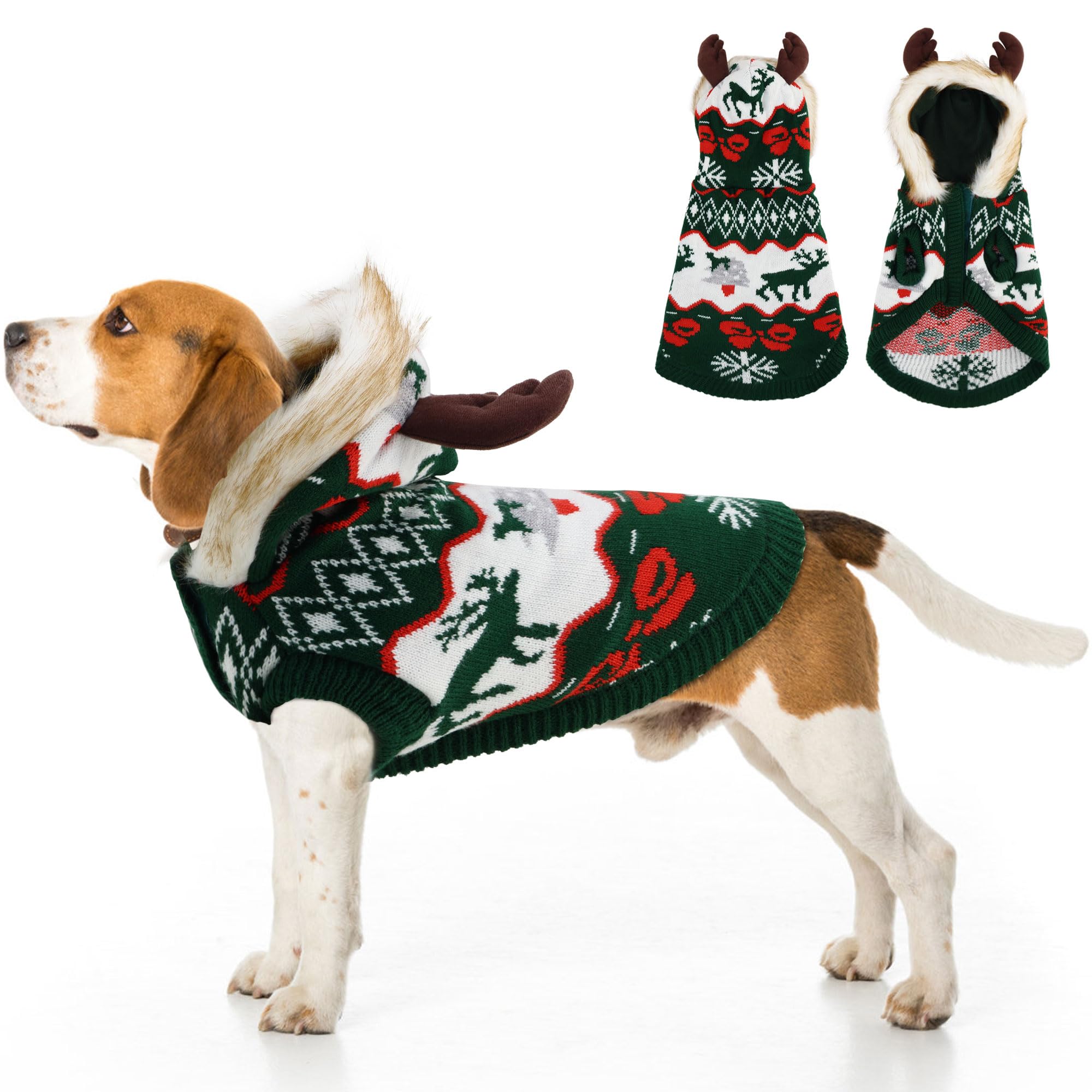 Amazon.com : OTOB Medium Large Dog Sweater Christmas Hoodie Holiday ...