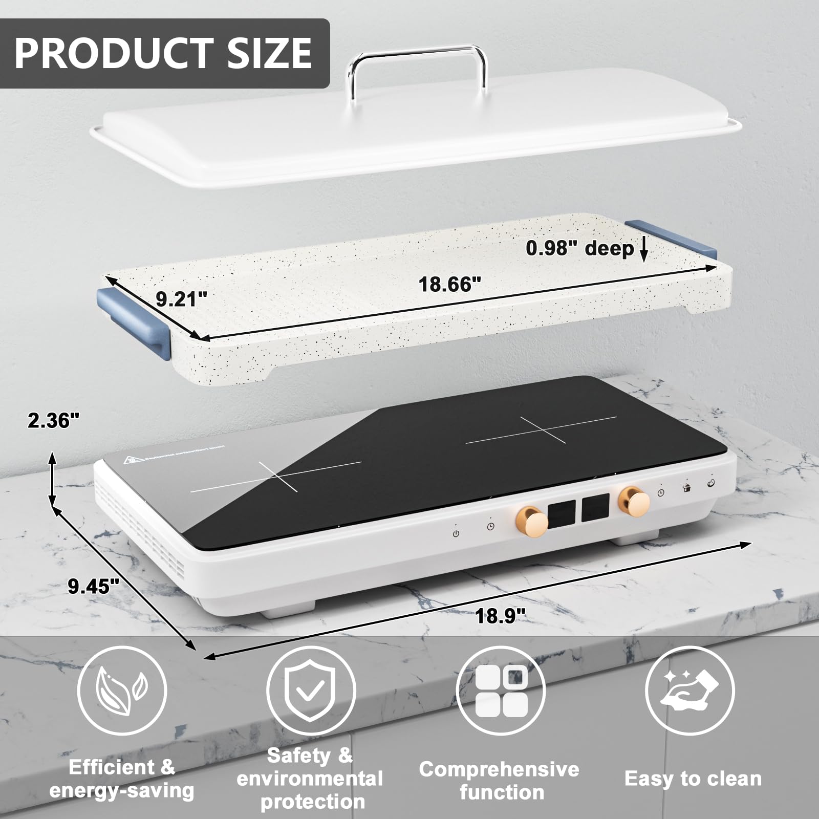 1800W Portable Induction Cooktop, 8 Gear Control Double Induction ...
