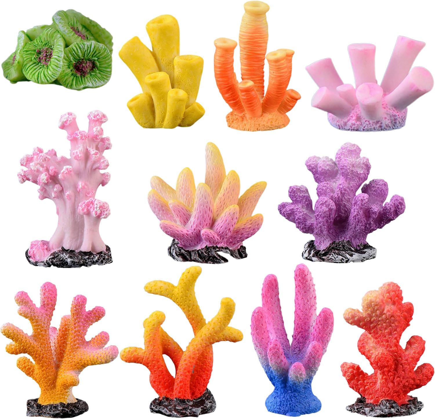 Amazon.com: KAIMIO Aquarium Decorations 11 Pieces Colorful Coral Reef ...