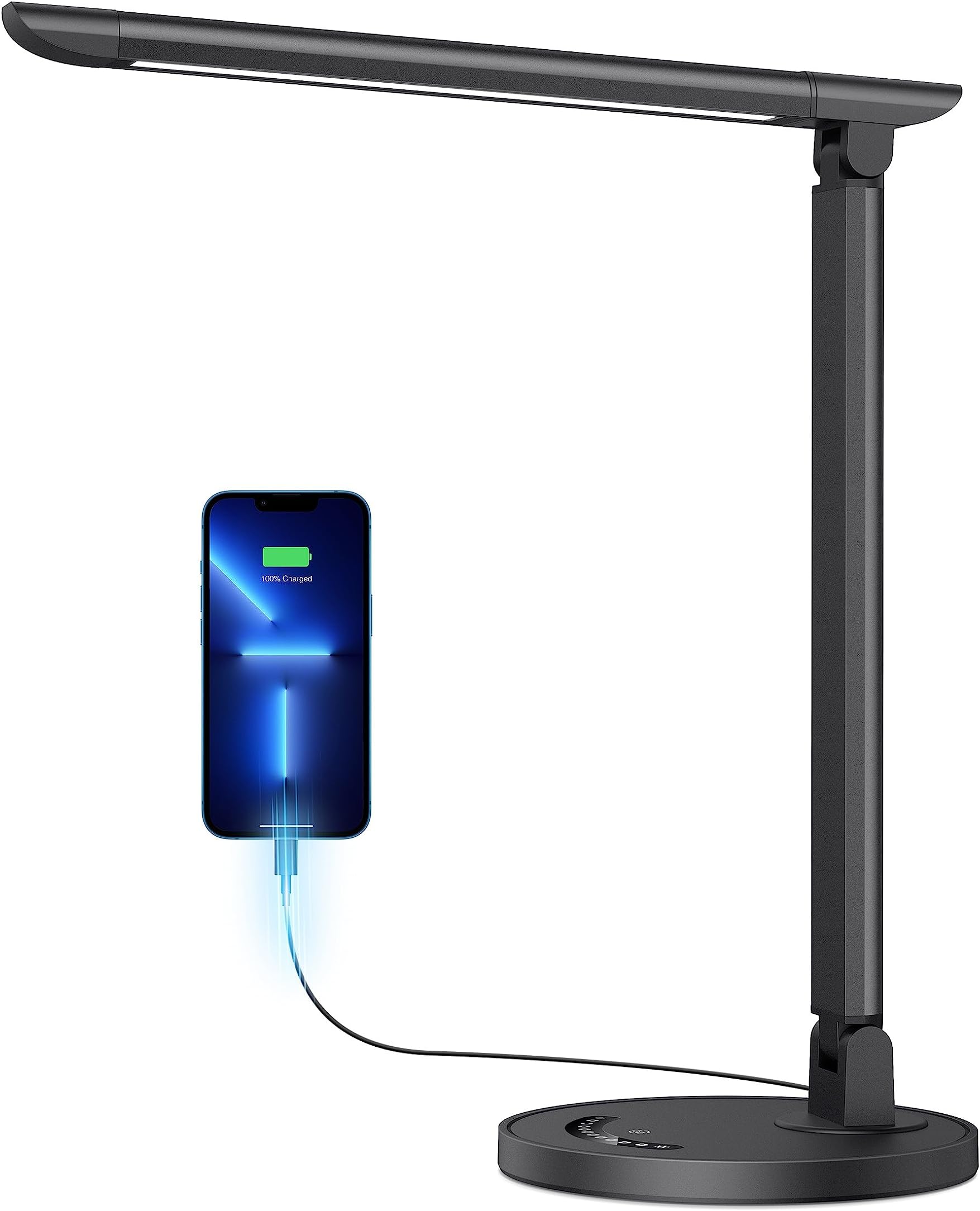 soysout LED Desk Lamp, Eye-Caring Table Lamp with USB Charging Port, 35 ...