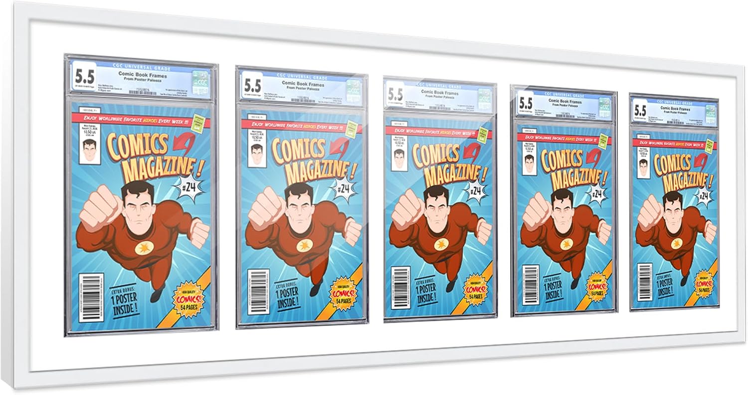 Amazon.com: Poster Palooza Comic Book Frame Wall Display with Mat for 5 ...