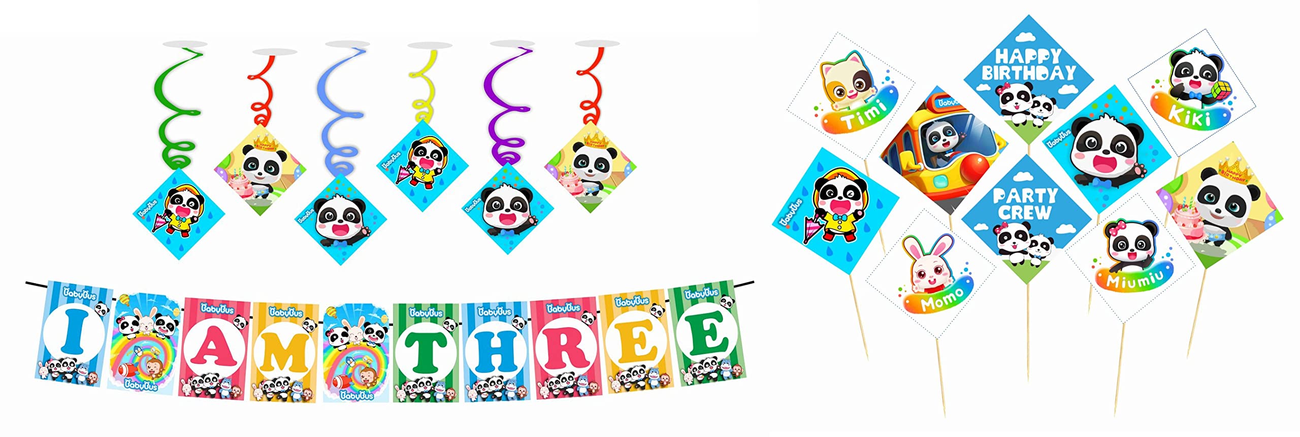 Buy Partyzon Baby Bus Theme Props Banner Swirls for Babybus Theme ...