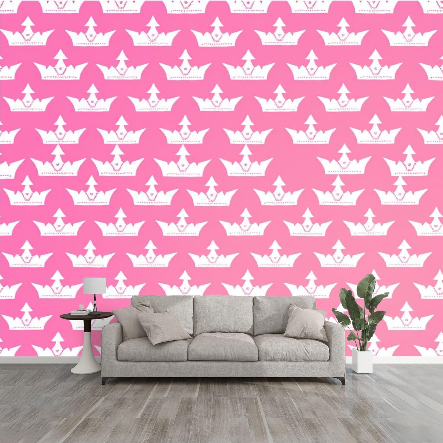 Amazon.com: 3D Wallpaper Pink White Princess Crowns Pattern Seamless ...