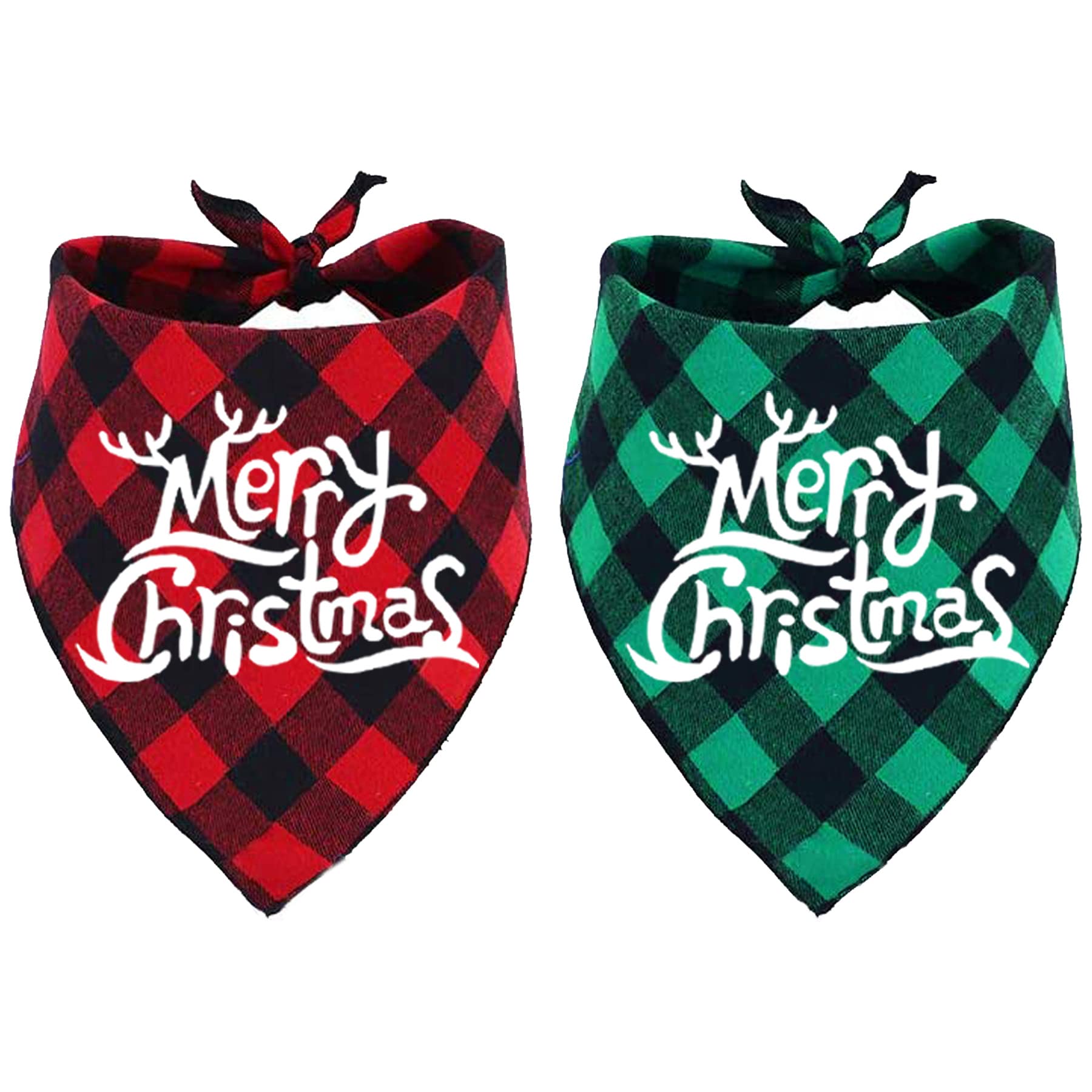 GOYOSWA 2 Pack Christmas Dog Bandanas Classic Buffalo Plaid Merry ...