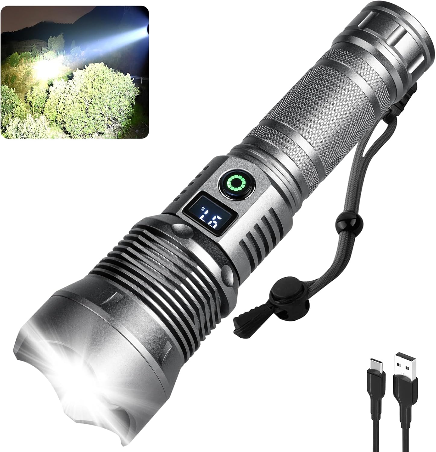 Amazon.com: Super bright Flash Light 200,000 High Lumens, Rechargeable ...