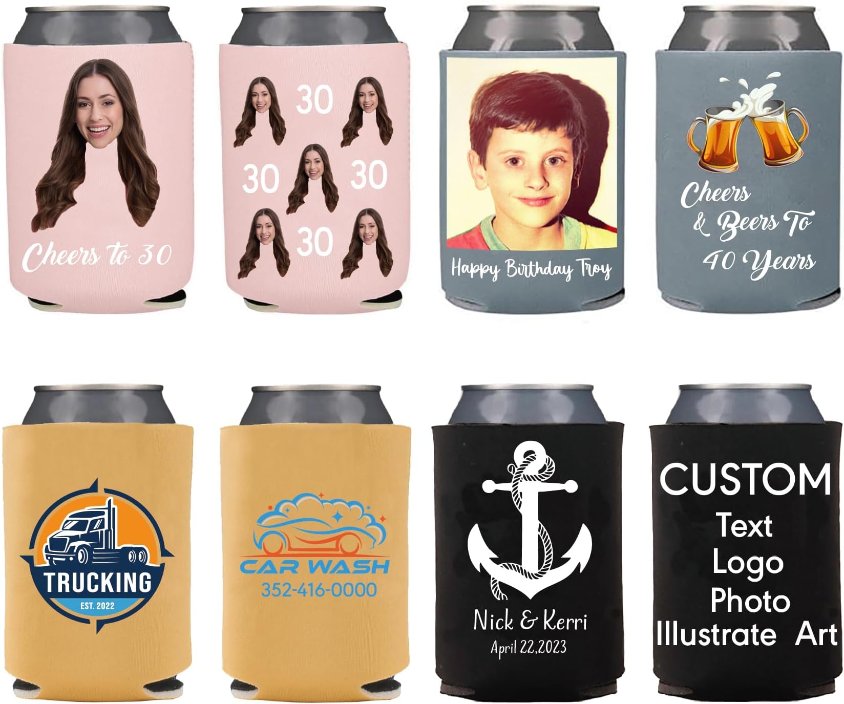 Amazon.com: Custom Neoprene Can Cooler Sleeve Bulk Personalized ...