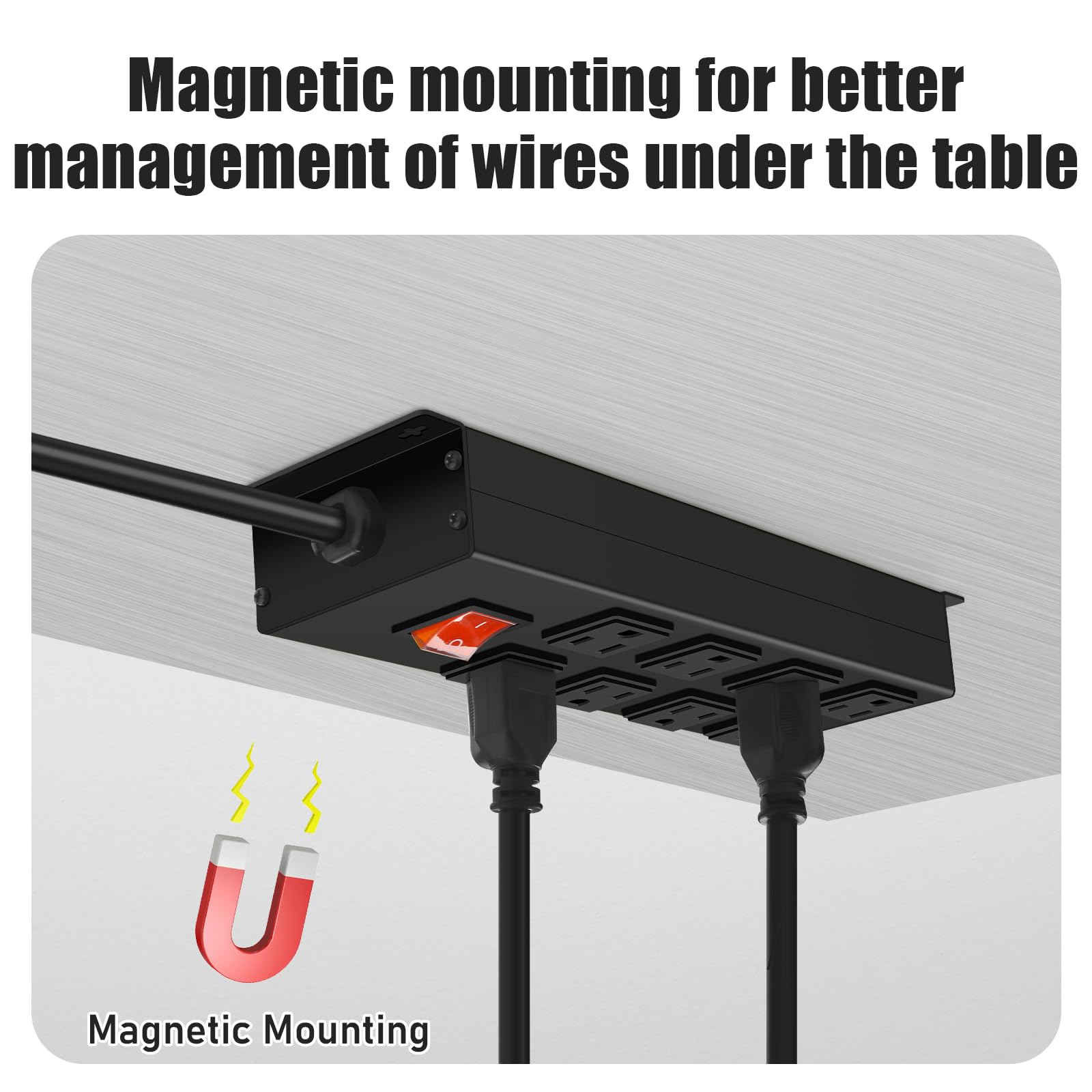 Snapklik.com : HHSOET Metal Magnetic Power Strip, 8 Outlet Mountable ...