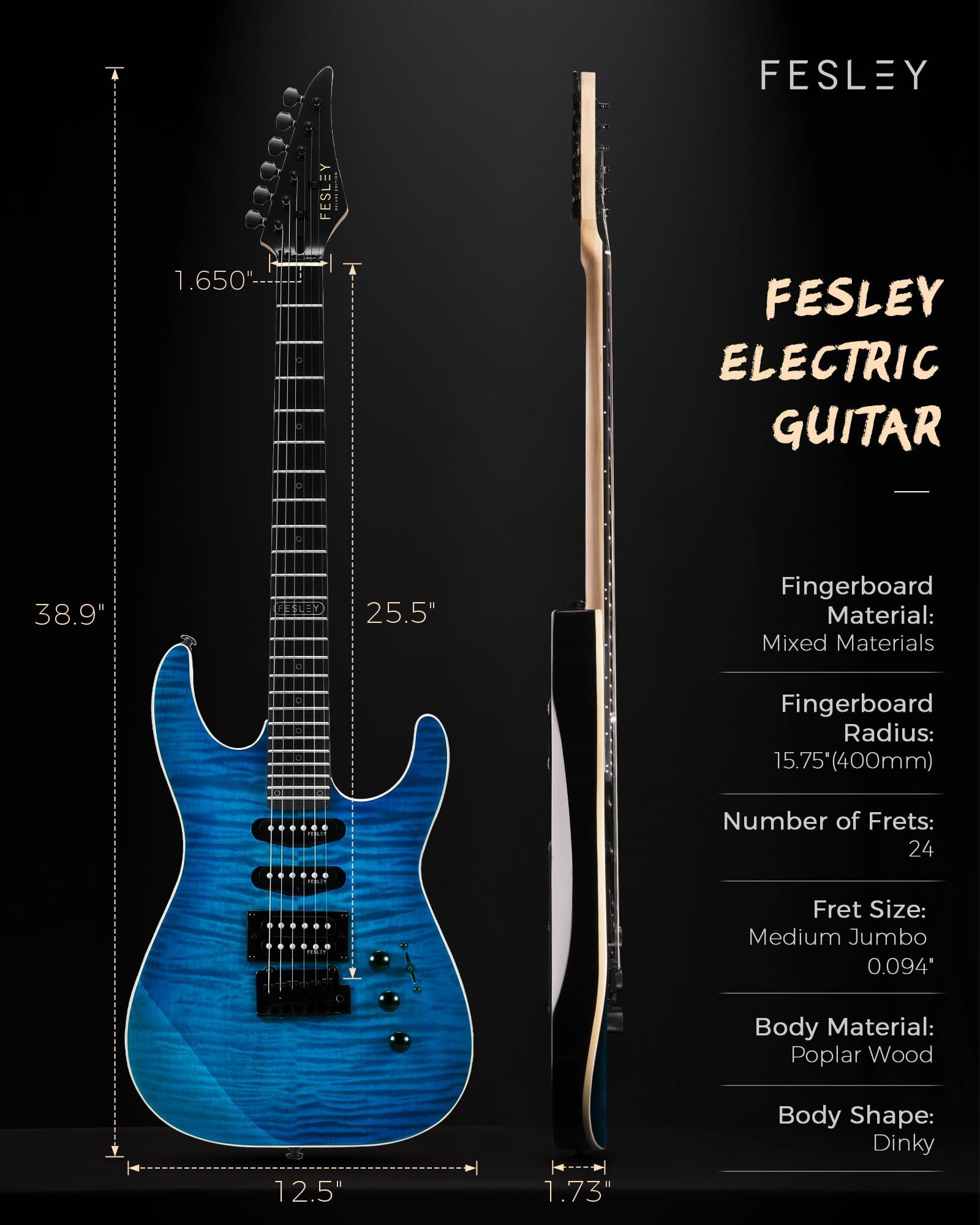 Snapklik.com : Fesley Electric Guitar, Full Size Solid Body Electric ...