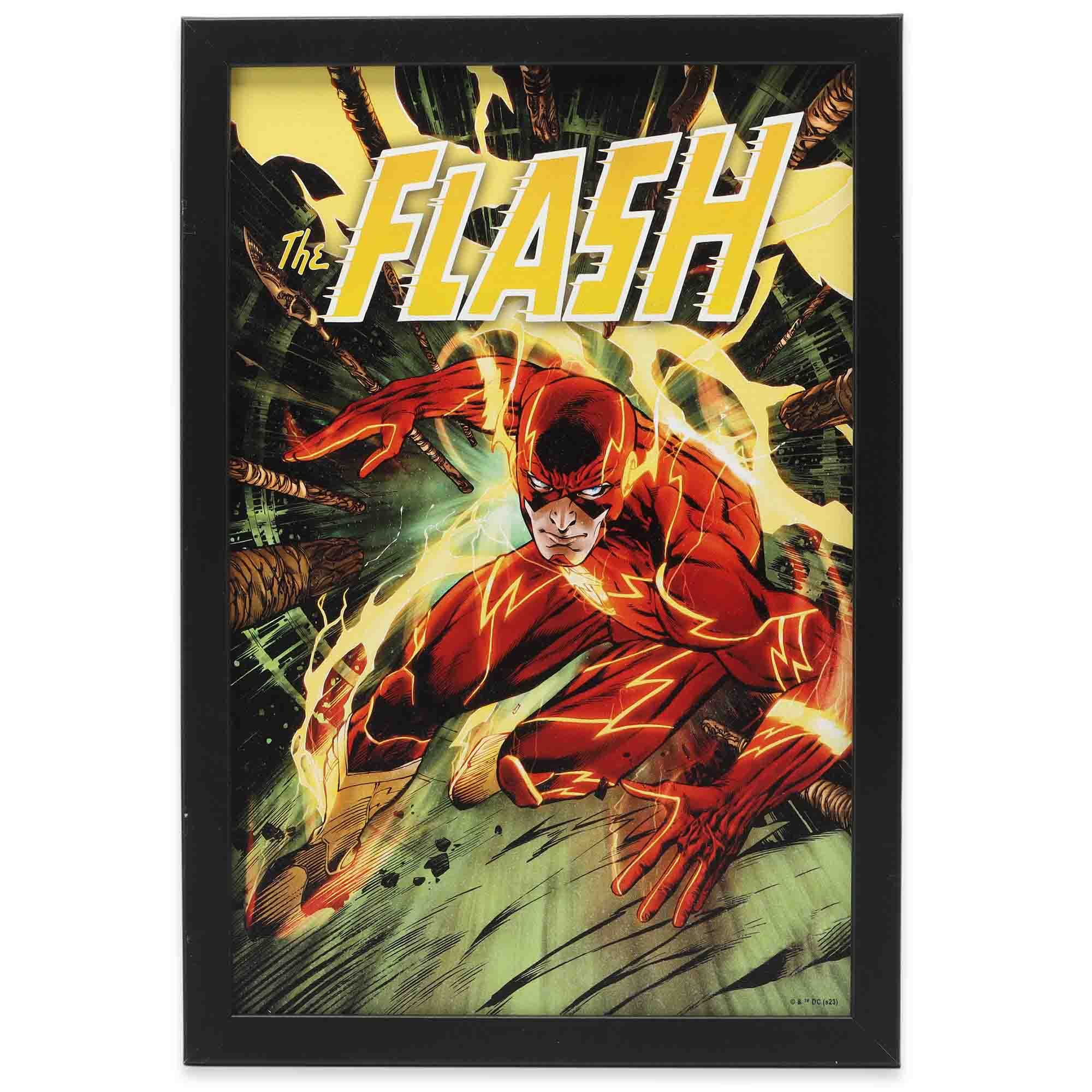 Amazon.com: DC Comics The Flash Fiery Scene Framed Wood Wall Decor ...