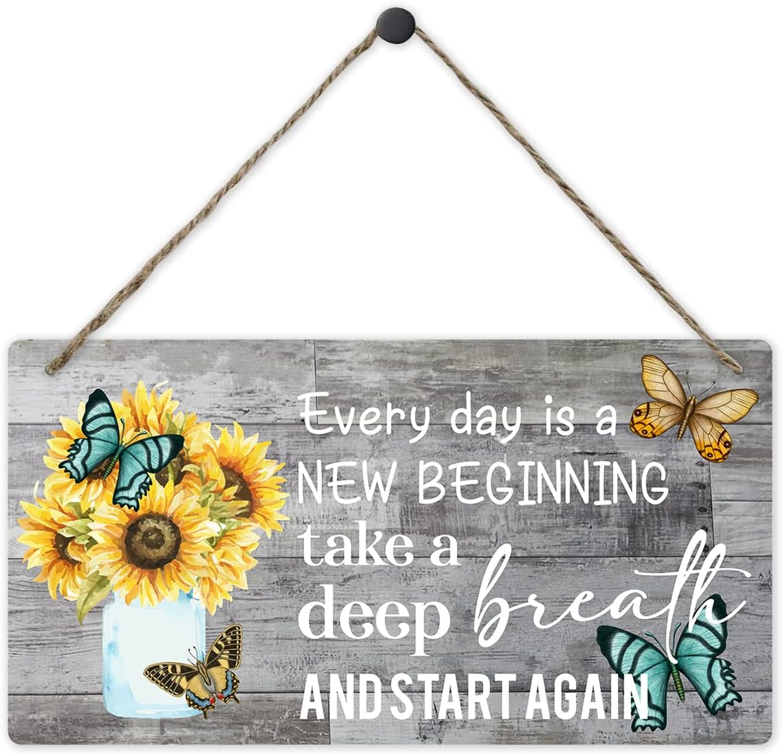 Amazon.com : Every Day Is A New Beginning Wooden Hanging Sign Plaque ...