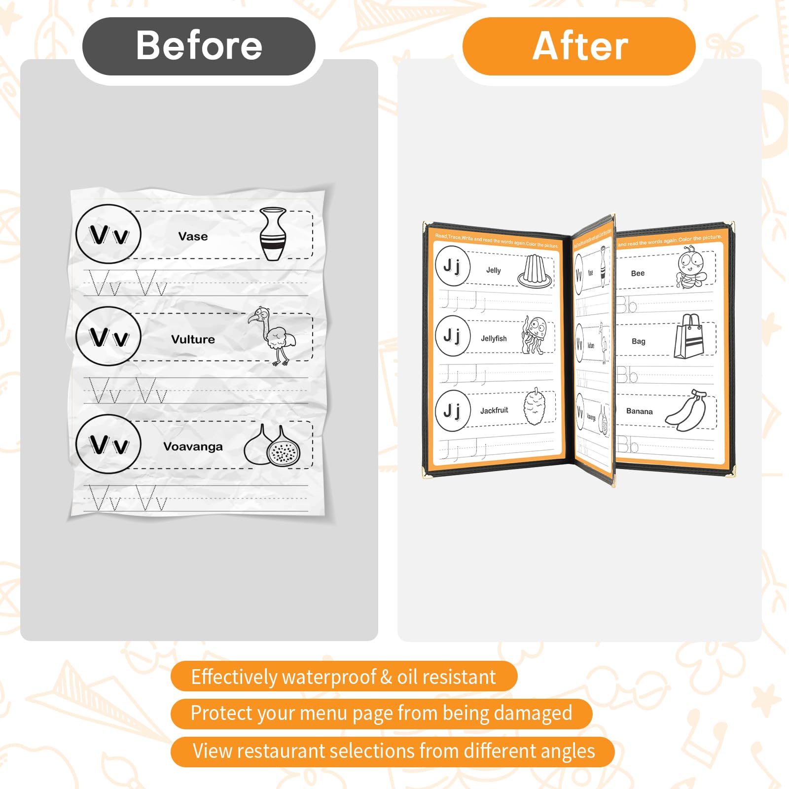 Snapklik.com : FLKQC 2PCS 8.5 X 11 Inch Menu Covers, 3 Page 6 View ...