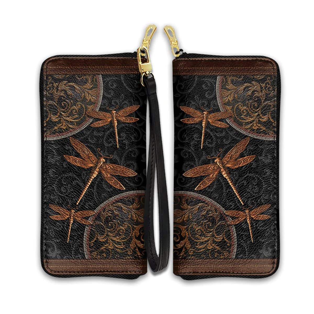 Amazon.com: Dragonfly Custom Name leather wallet for women, leather ...