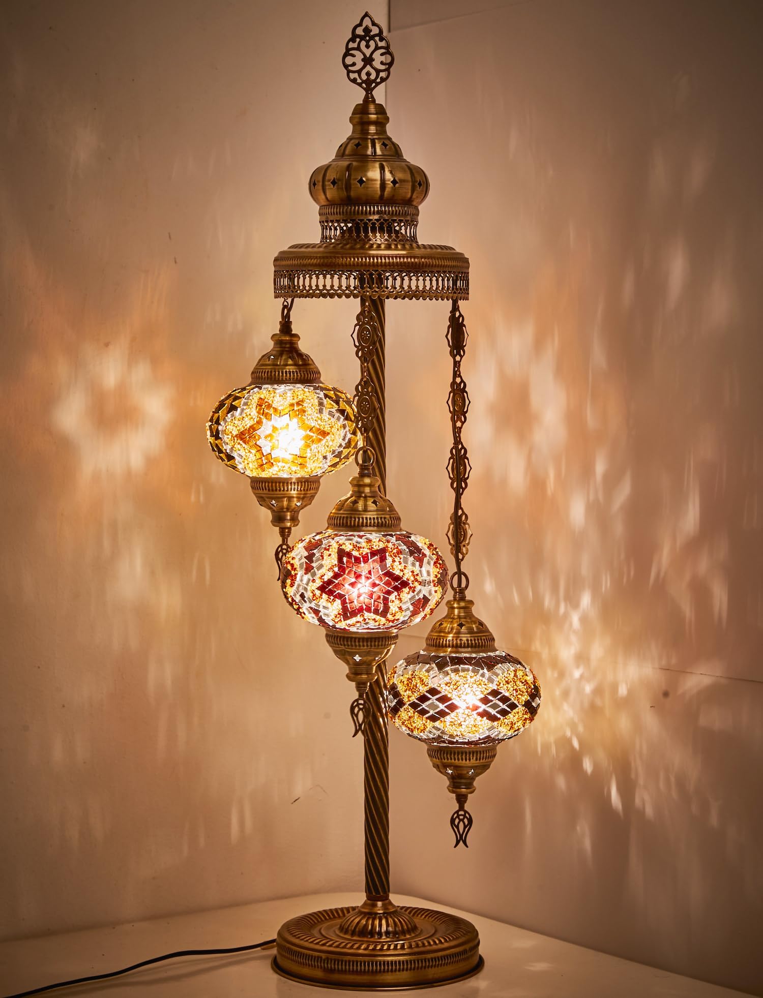 DEMMEX 3 Big Globes Turkish Moroccan Mosaic Floor & Table Lamp, Tiffany ...