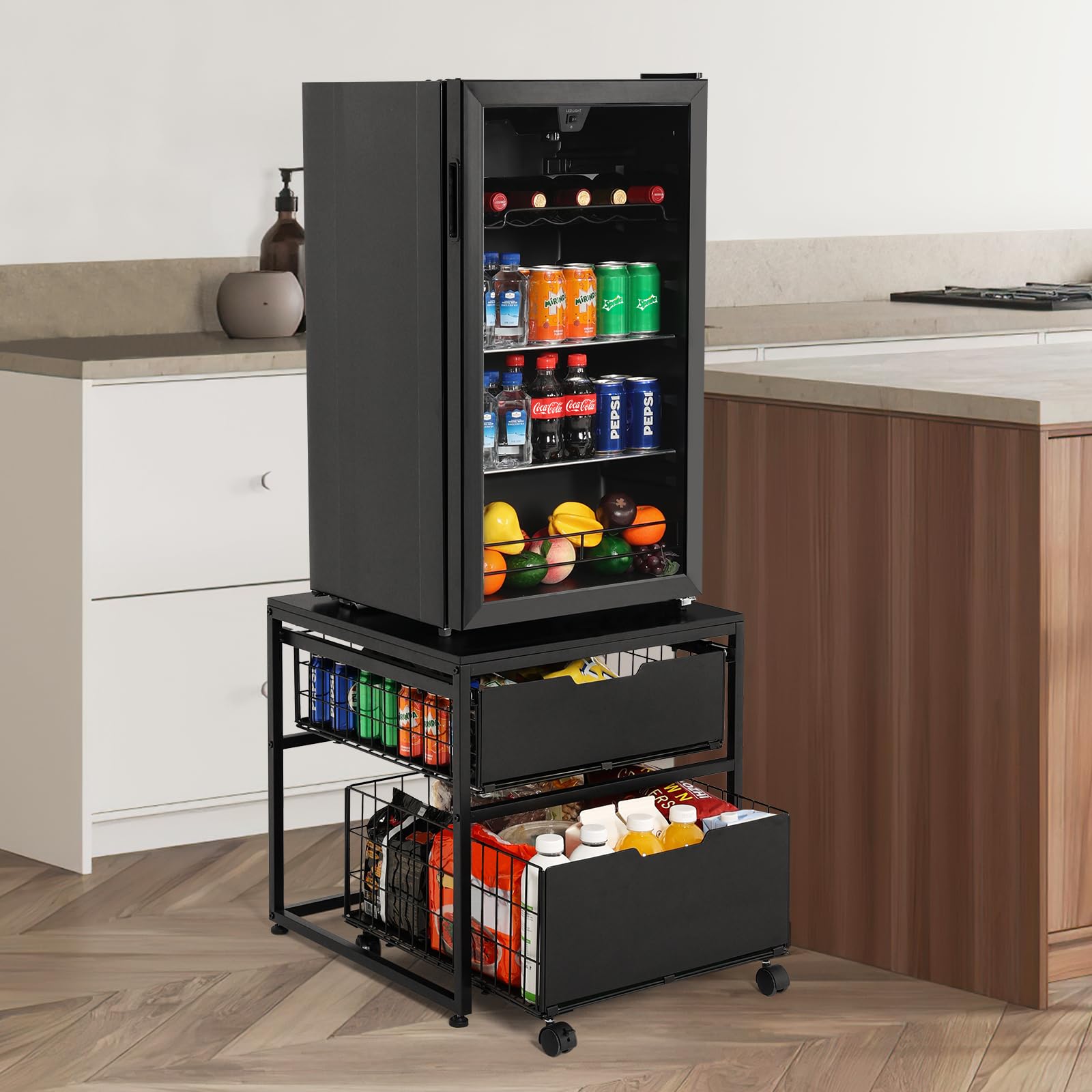 Amazon.com: Kokorona Mini Fridge Stand with Storage Drawer Basket, 21.7 ...