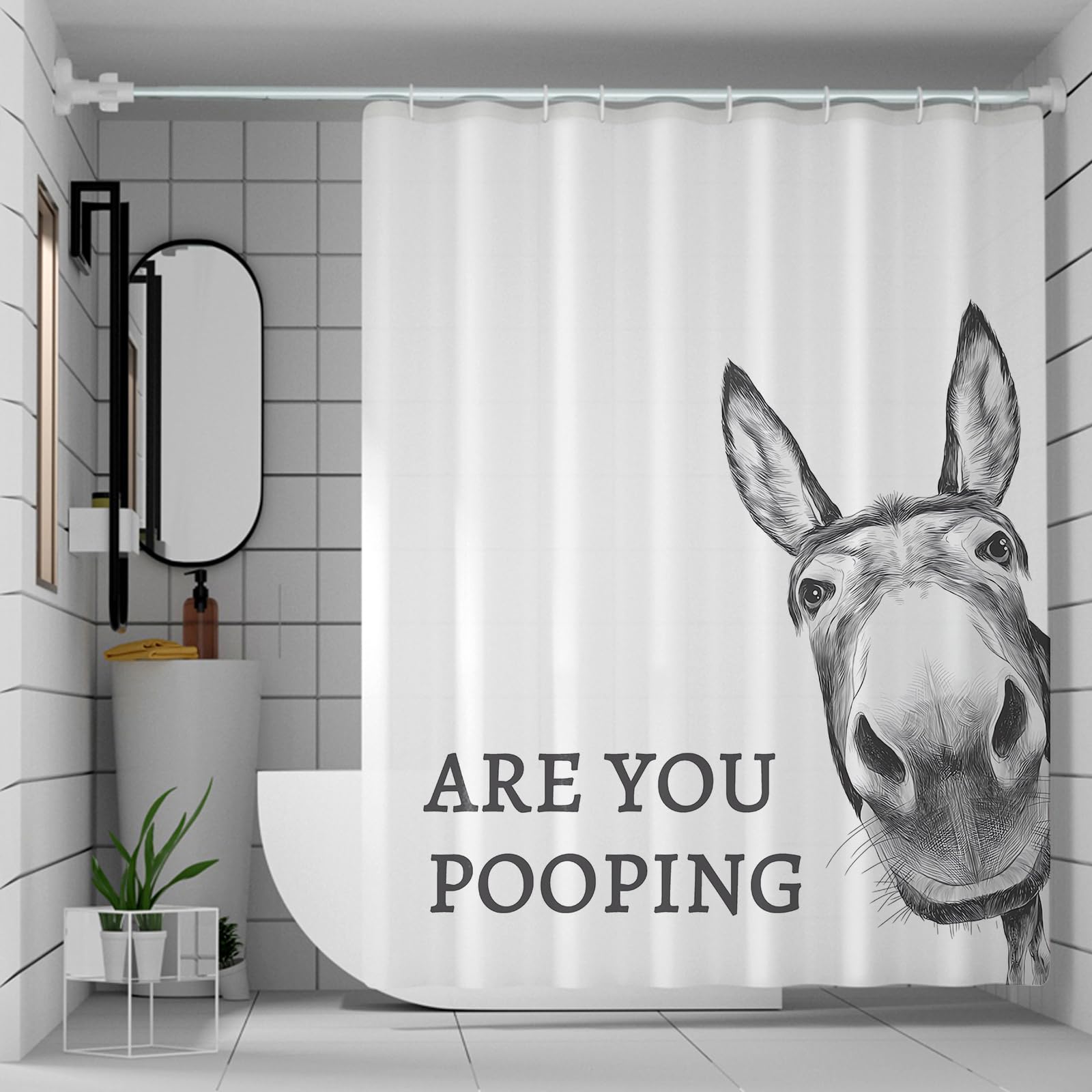 Amazon.com: Funny Donkey Shower Curtain - Waterproof Fabric Shower ...