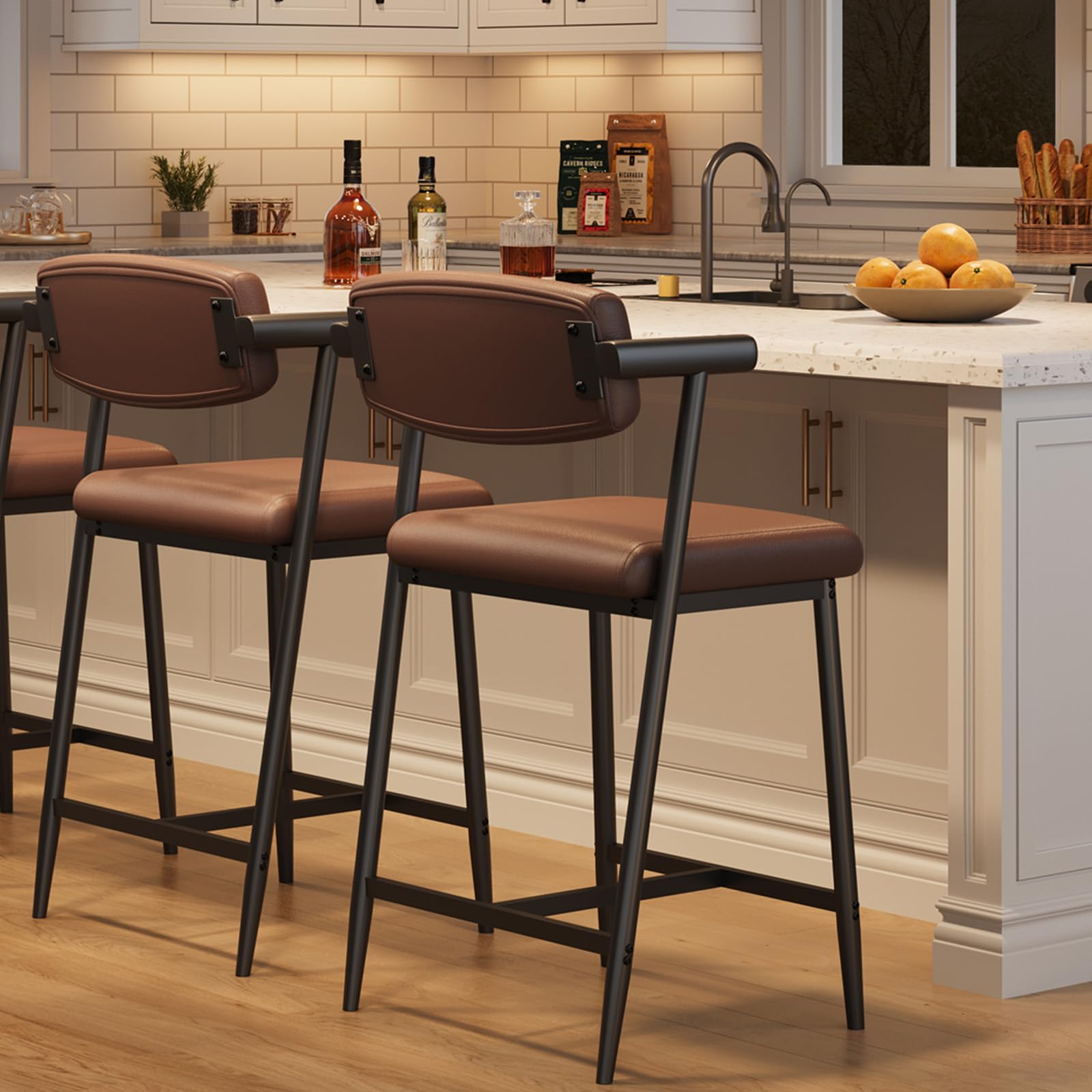 Amazon.com: IDEALHOUSE Counter Height Bar Stools Set of 2 With Arms, 26 ...