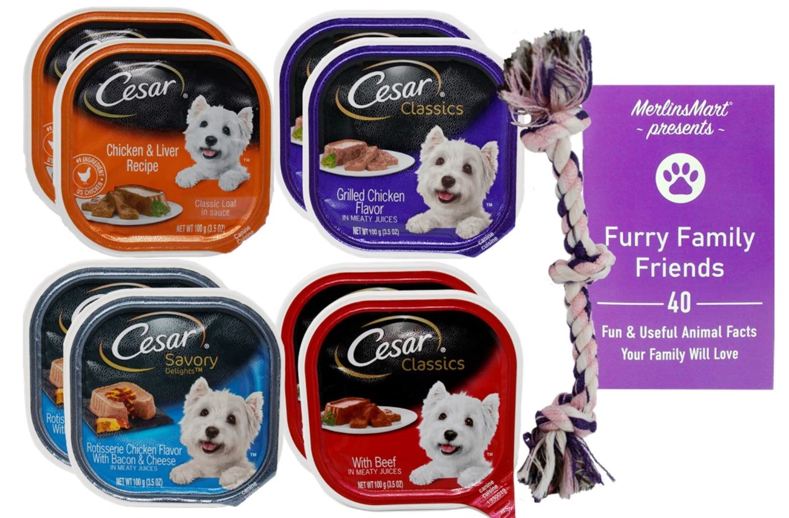 Buy Cesar Dog Food 4 Flavor 8 Can Variety (2) Each: Beef, Chicken Liver ...