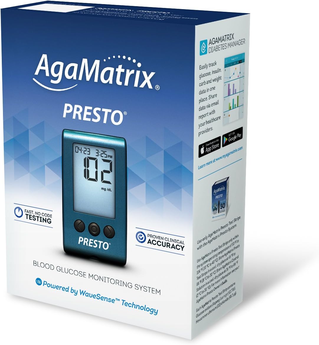 Amazon.com: AgaMatrix Presto Blood Glucose Meter : Health & Household