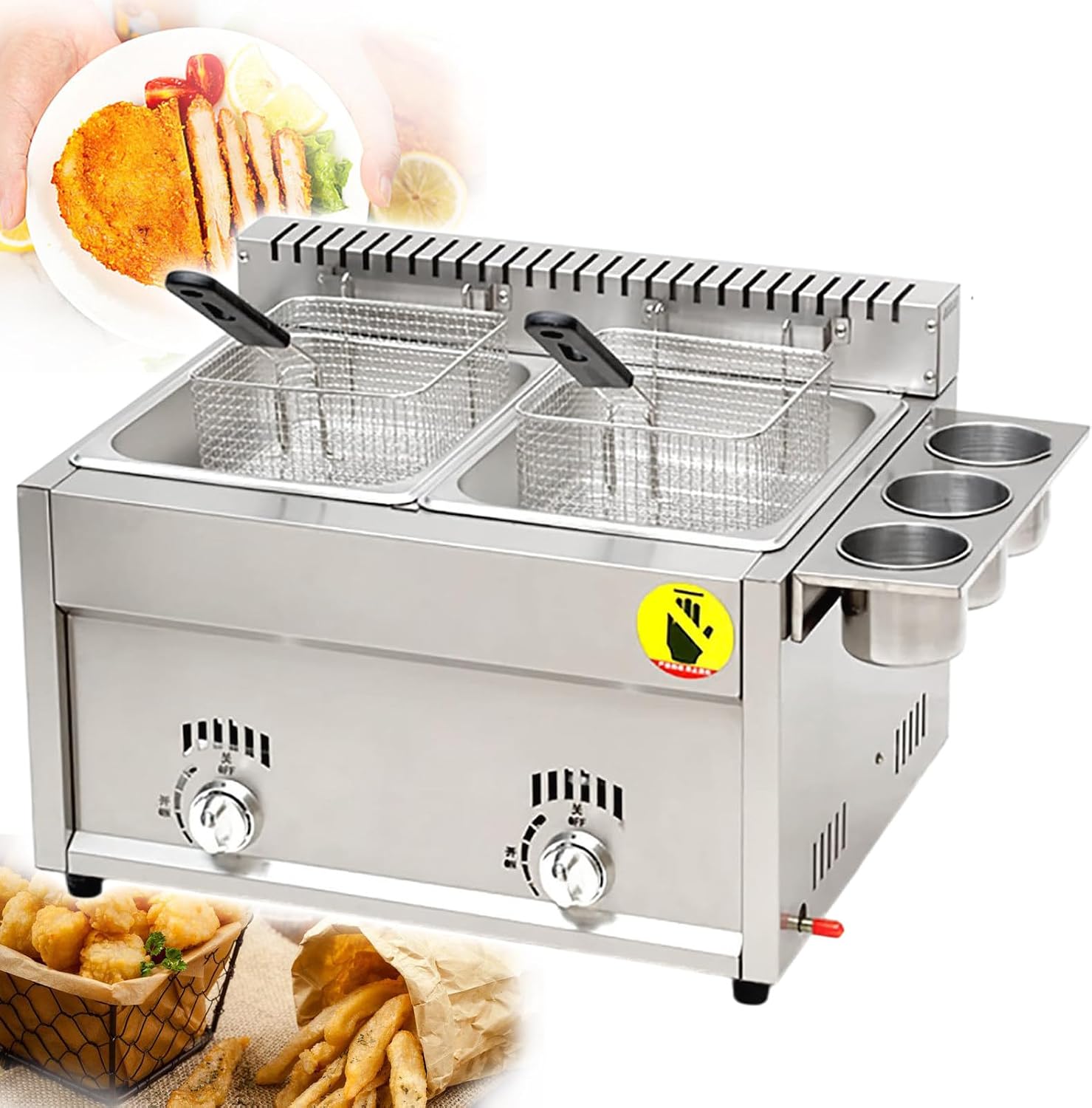 Amazon.com: Commercial Gas Deep Fryer,8L x 2 Countertop Stainless Steel ...