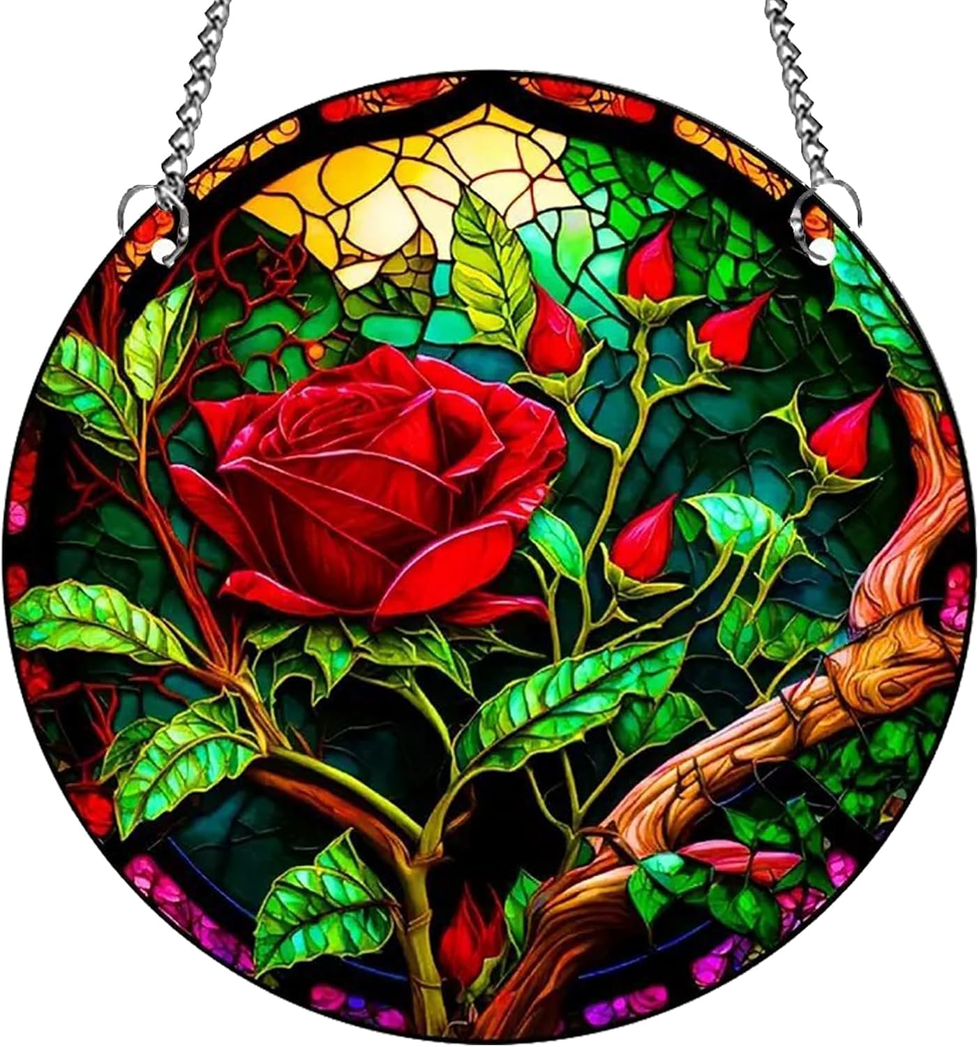 Amazon.com: MATIHAY Rose Acrylic Window Hanging, Pink and Red Rose ...