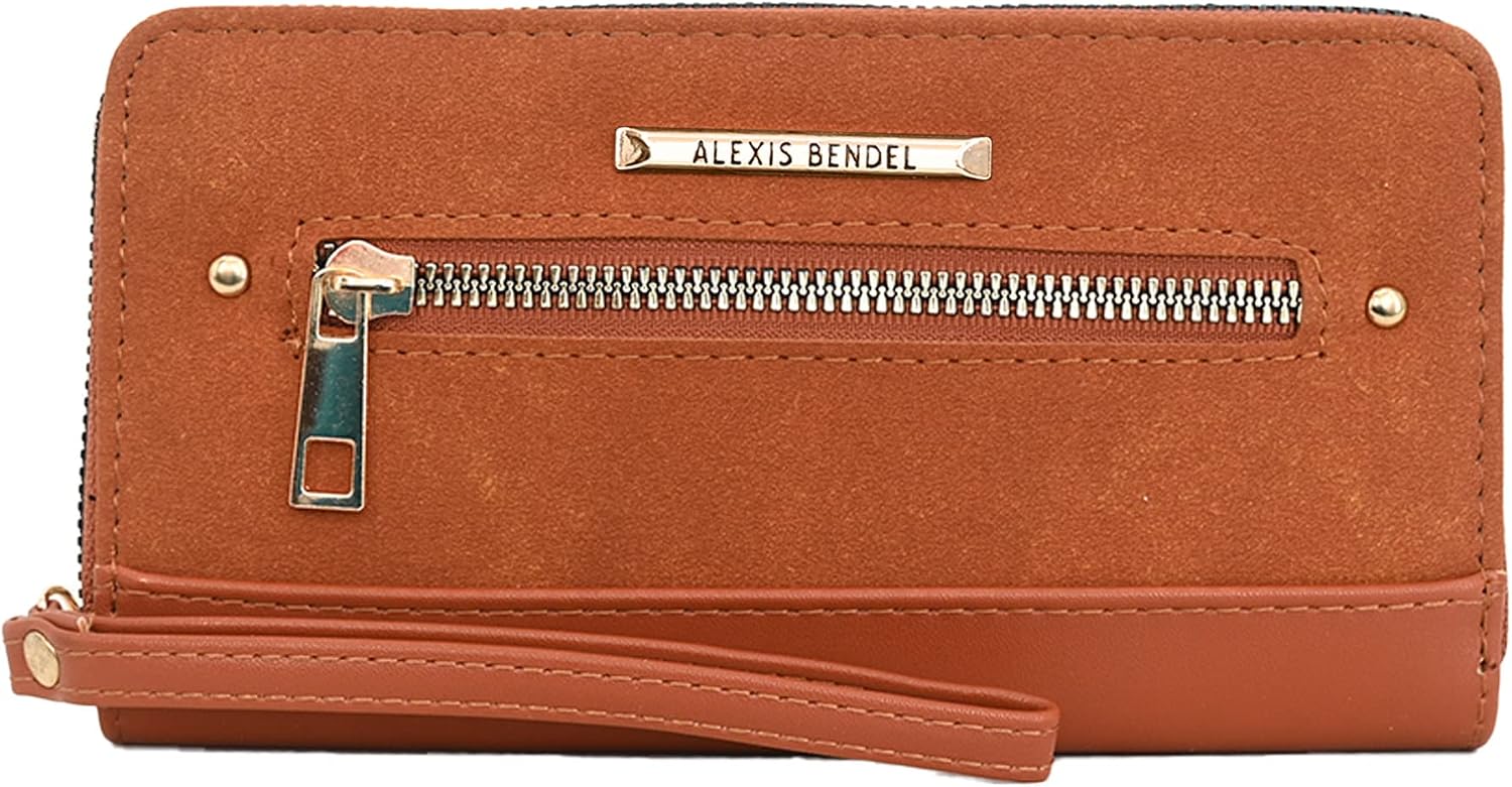Amazon.com: Alexis Bendel Wristlet Wallet for Women - Double Zip Vegan ...