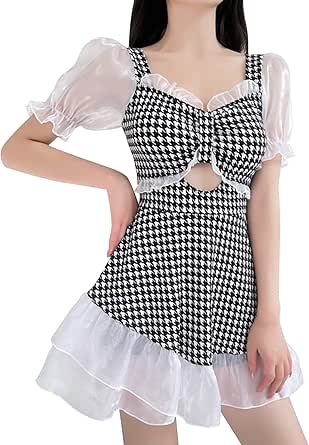 Amazon.com: Black Bikini Women's New Thousand Bird Check Lace High ...