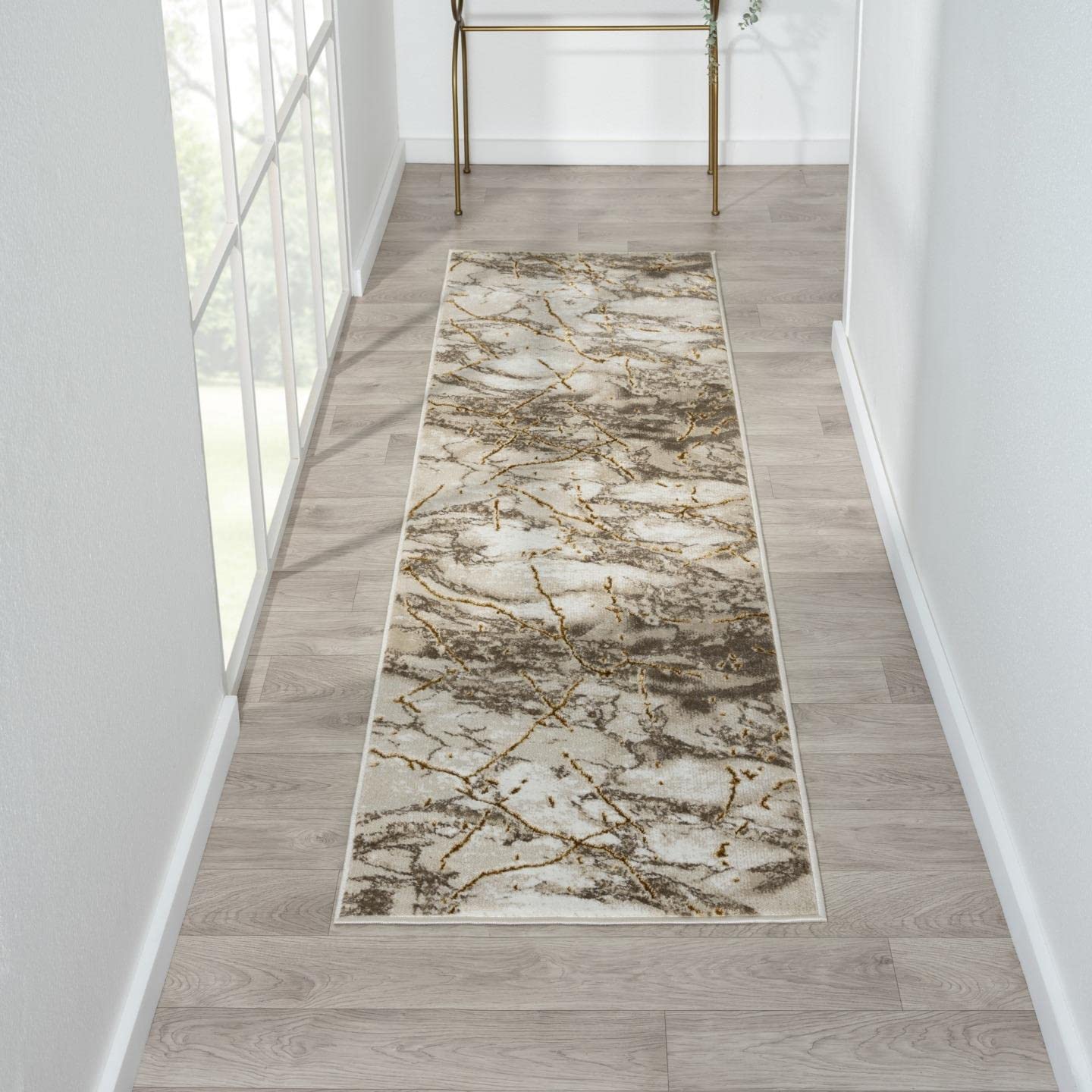 Amazon.com: LUXE WEAVERS Marble Abstract Beige 2x7 Area Rug : Home ...