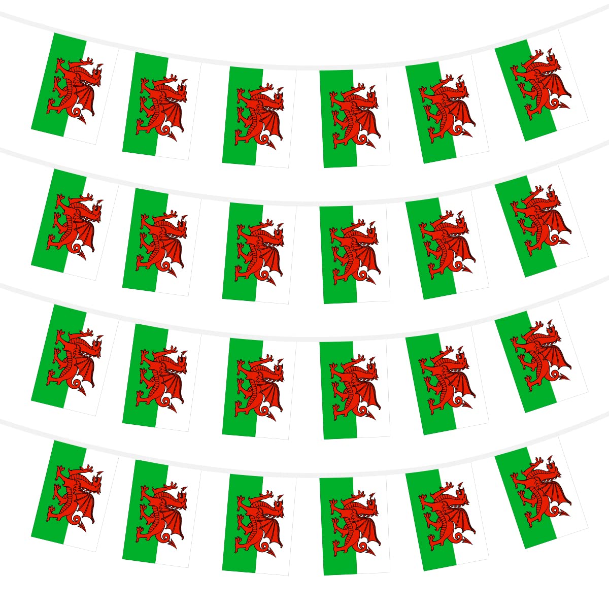 Welsh Flags Bunting, 315in Polyester Welsh Wales Dragon National Flags ...