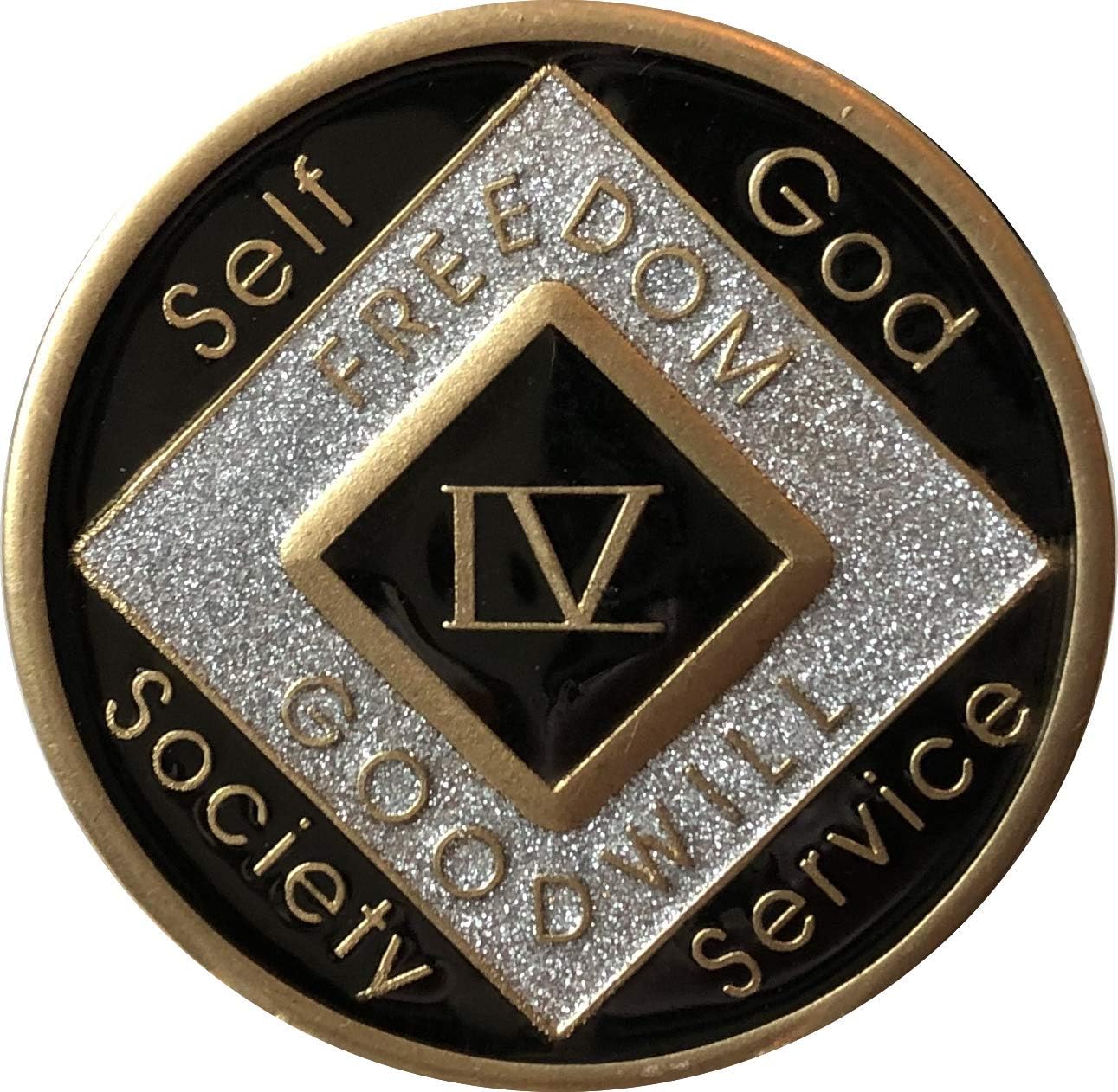 Amazon.com : 4 Year Black Silver Glitter NA Medallion Official ...