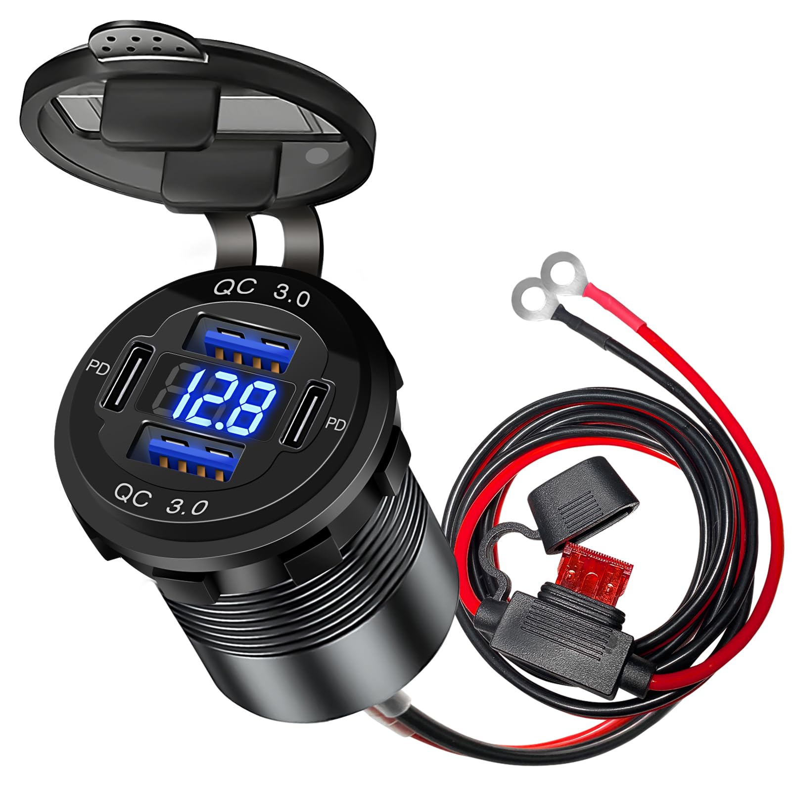 Amazon.com: 4 Port 12V USB Outlet Aluminum Multi Port USB C Charger 78W ...