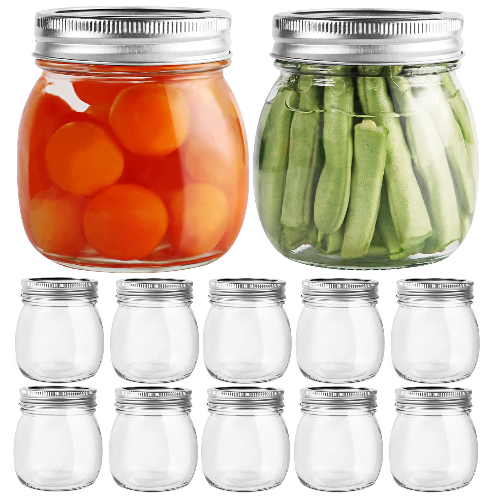 10oz Regular Mouth Mason Jars,12 Pack Glass Canning Jars with Leak ...