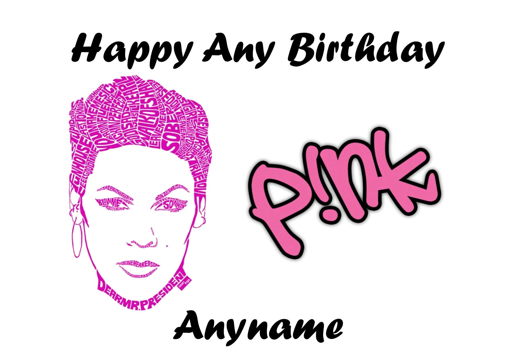 Buy Pink Singer Artist Personalised Name Age Happy Birthday A4 Easy ...