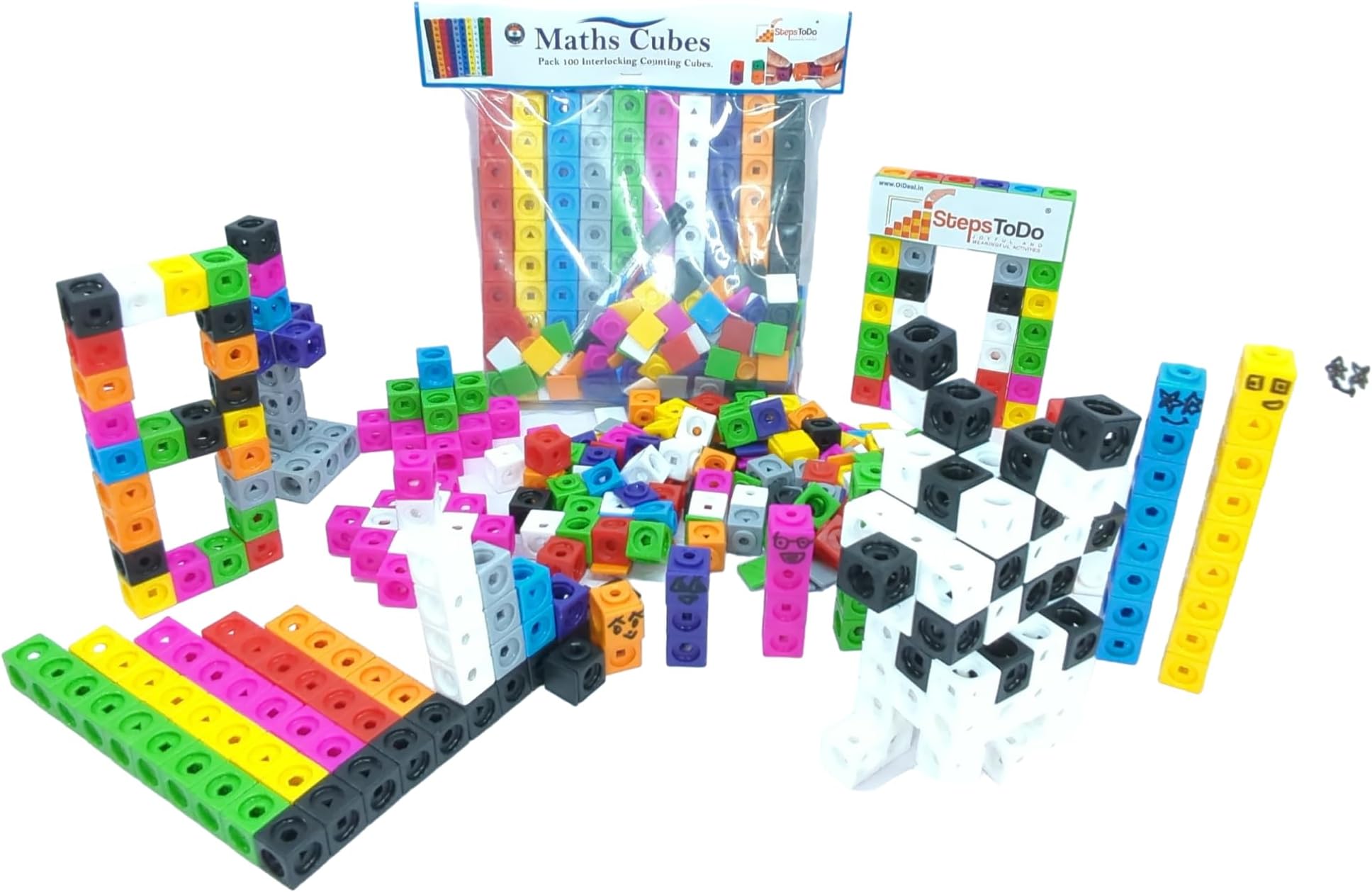StepsToDo Math Cubes & Face Plates (Pack of 100). Foundation Kit. with ...