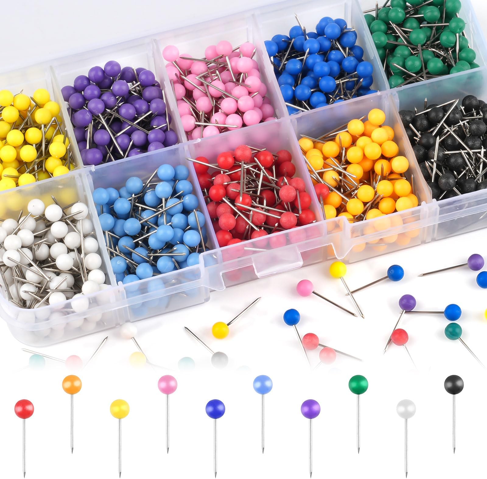 Amazon.com: KUUQA 1000 Pieces 1/8 inch Map Push Pins Map Tacks ...