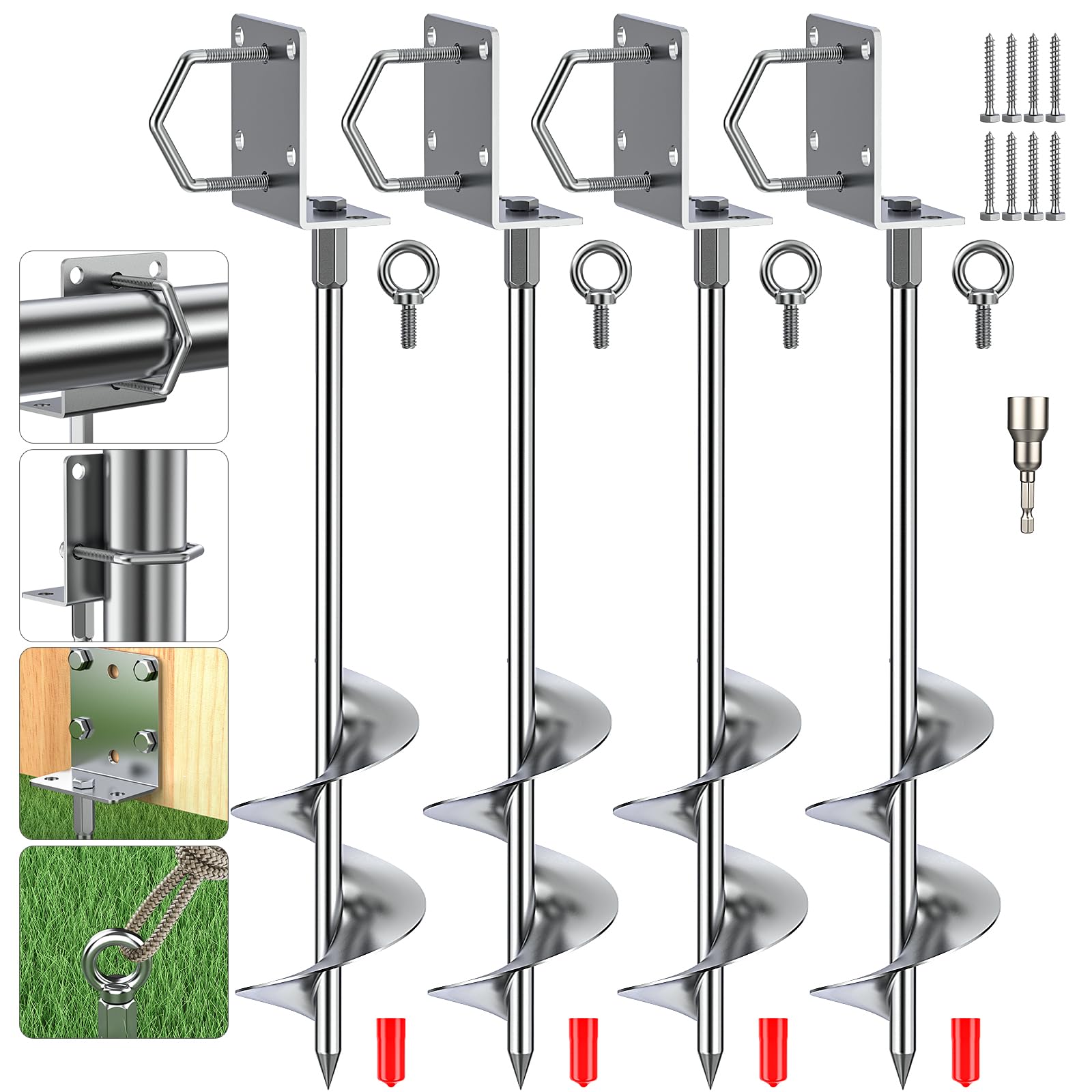Amazon.com : Multi-Purpose Ground Anchors,Trampoline Stakes,Heavy Duty ...