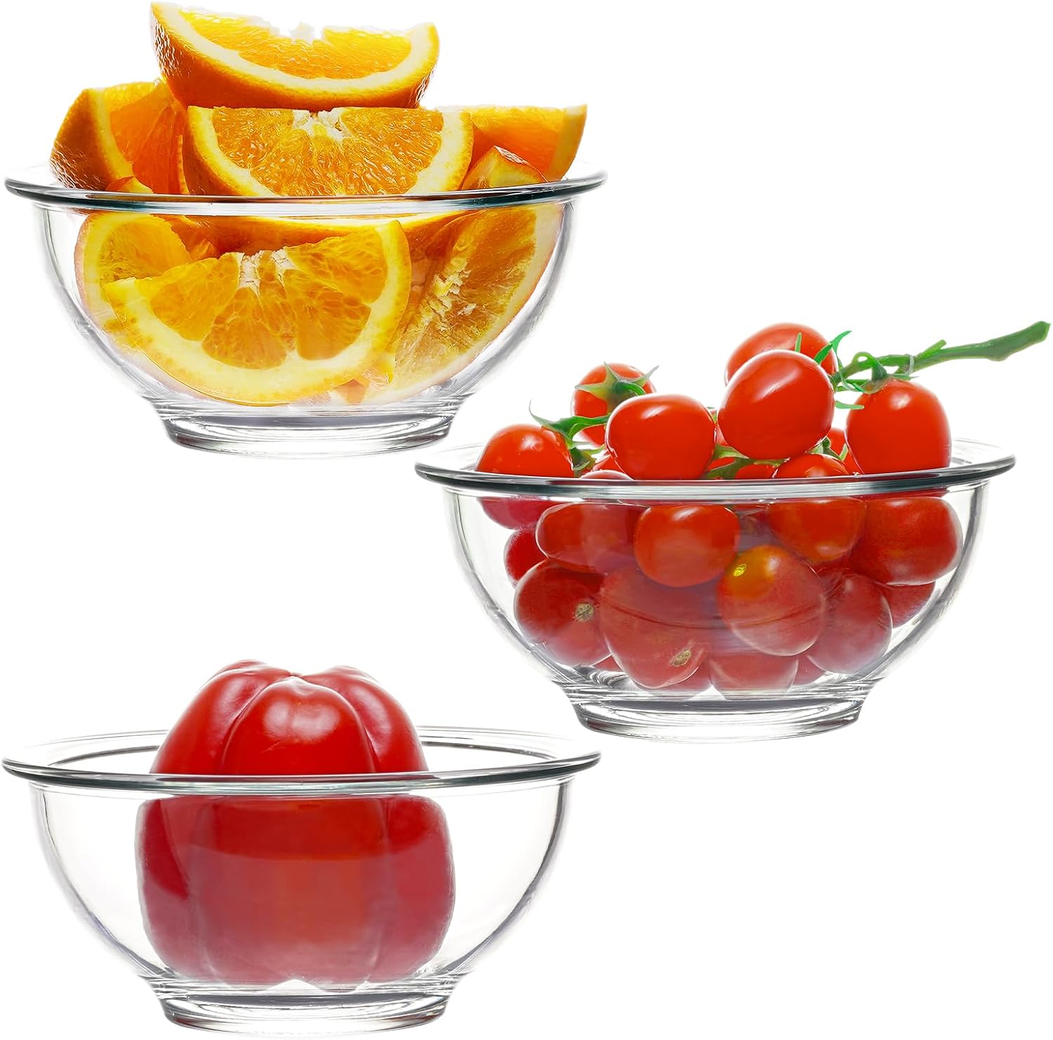 Amazon.com: NUTRIUPS 6 Inch Small Glass Bowls Set of 3, 29.5oz Glass ...