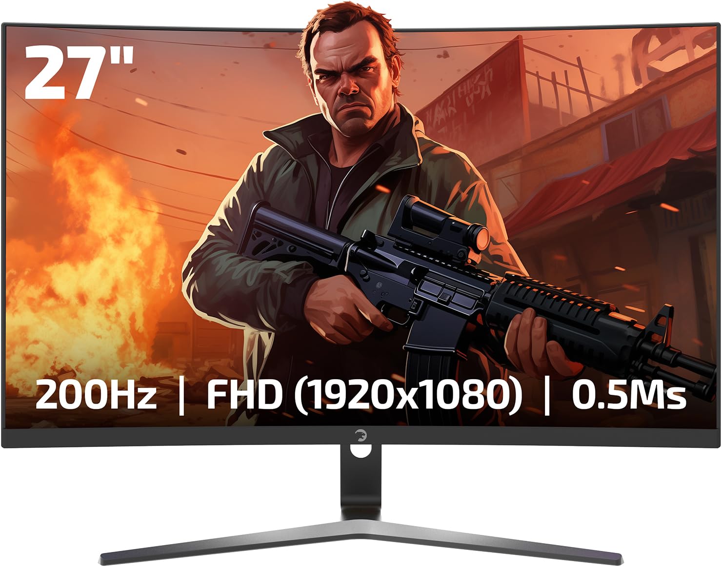 Amazon.com: GAMEPOWER T50 27 Inch 1500R Curved Gaming Monitor, 200Hz ...