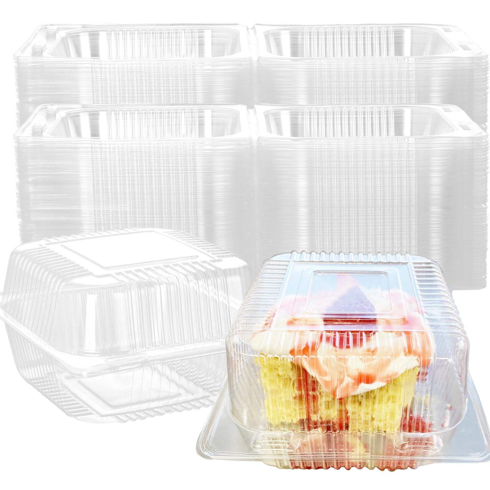 MAKTSAM 100 PCS 5.3 Inch Clear Square Individual Cake Slice Boxes ...