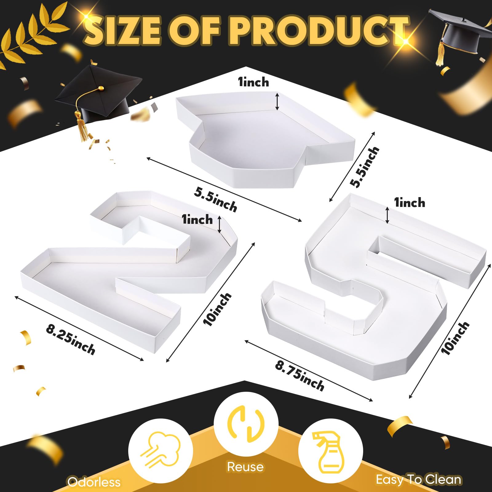 Snapklik.com : 3 Pcs 10" Graduation Fillable Letter,Plastic Number ...
