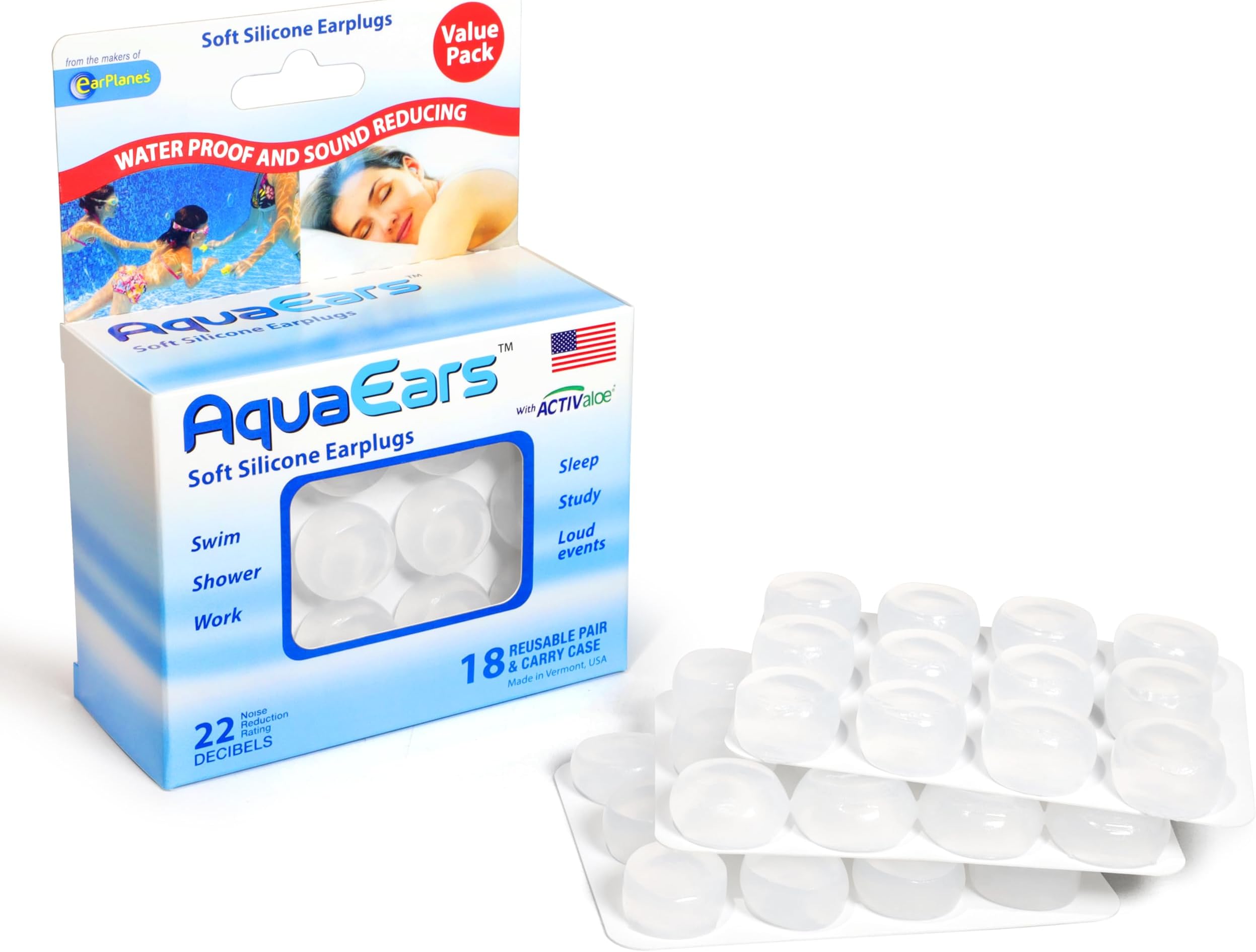 Amazon.com: Aqua Ears® Soft Silicone Earplugs 18 Pair : Health & Household