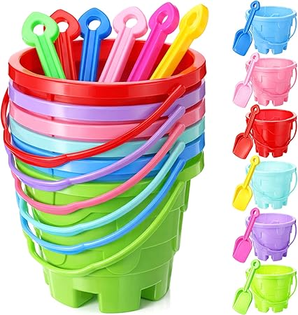 Amazon.com: Didaey 15 Set Beach Sand Buckets and Shovels, Include Sand ...