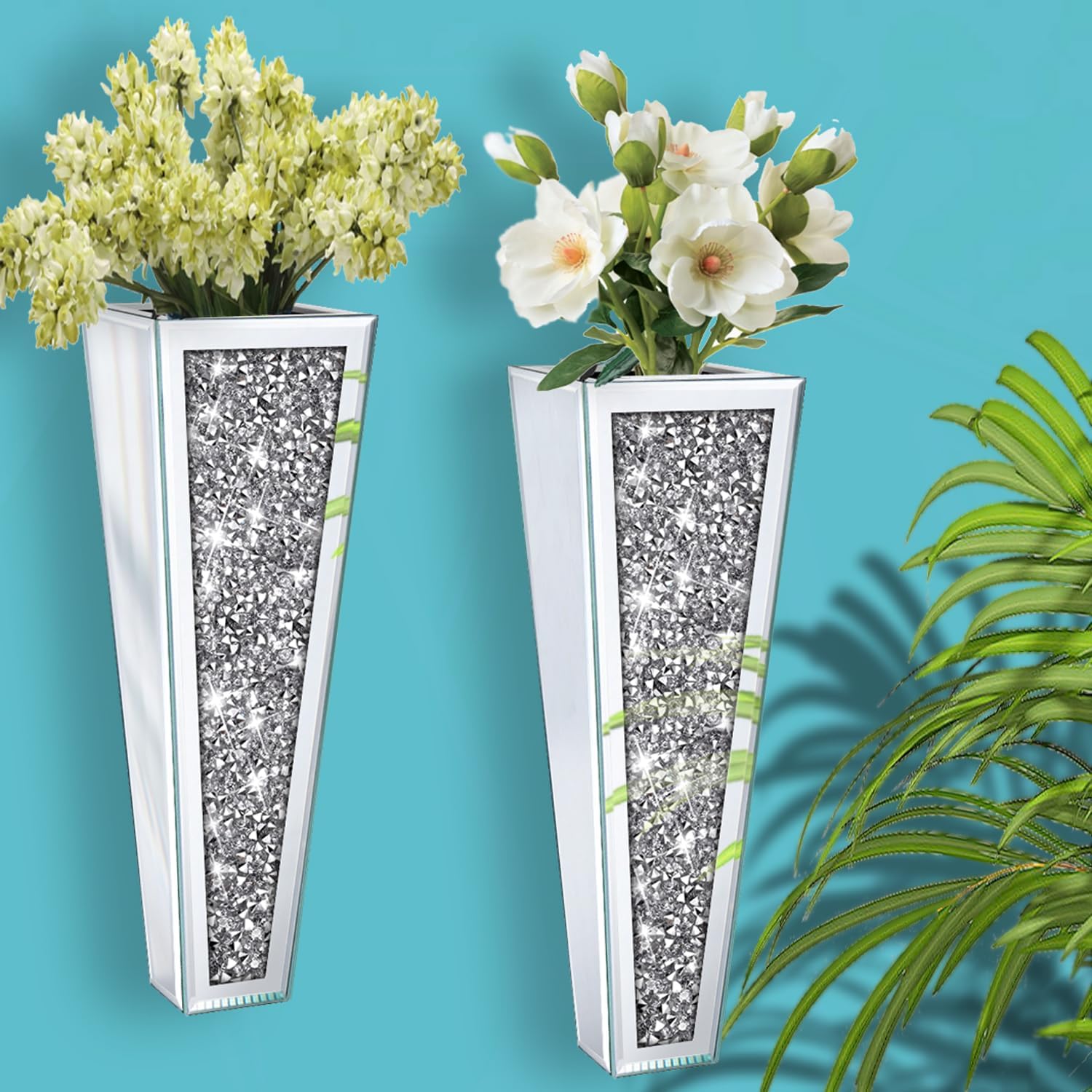 Amazon.com: XIHACTY Flower Vase Crushed Diamond Mirrored Hanging ...