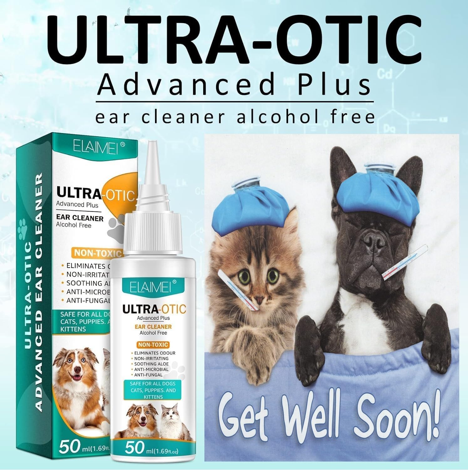 Treatment Ear Cleanser for Dogs and Cats, Dog Ear Cleaner, Dog Ear ...