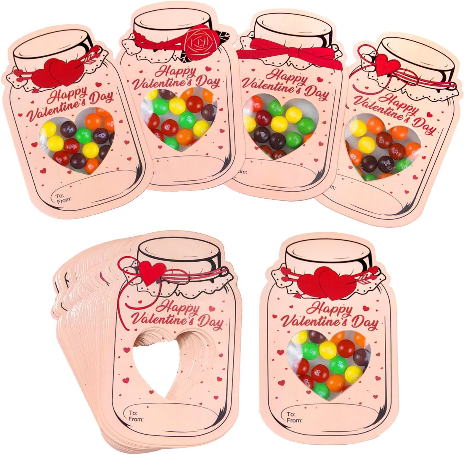Amazon.com : Valentines Cards for Kids - 40 Pack Colorful Jars Happy ...