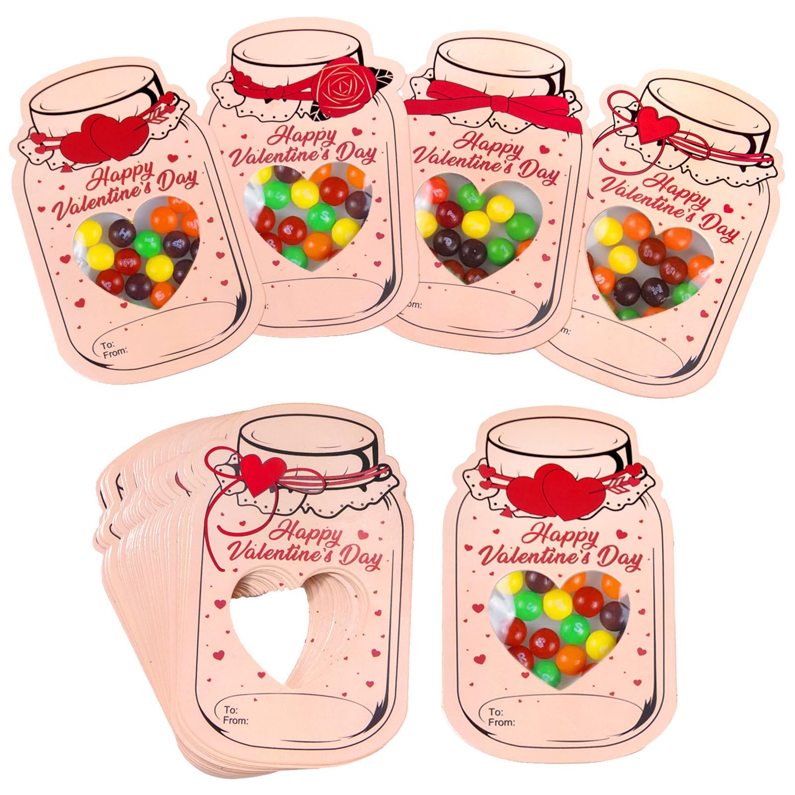 Amazon.com : Valentines Cards for Kids - 40 Pack Colorful Jars Happy ...