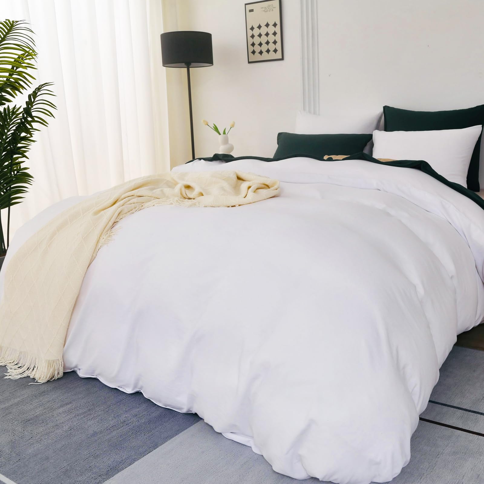 Amazon.com: Bedsure Bundle of Prewashed Duvet Cover Set and Brushed ...